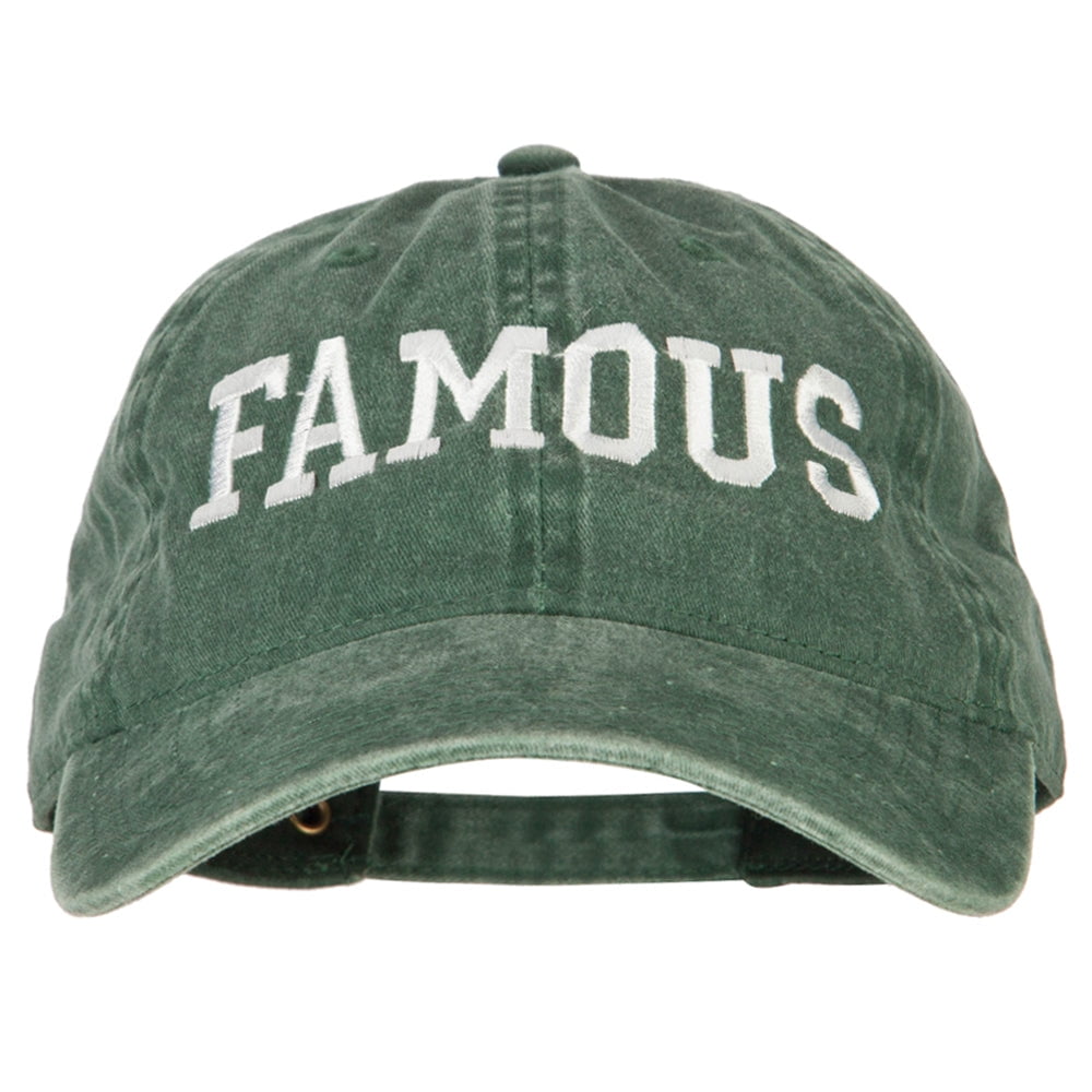 Famous Embroidered Washed Cotton Twill Cap - Dk Green OSFM - Walmart.com