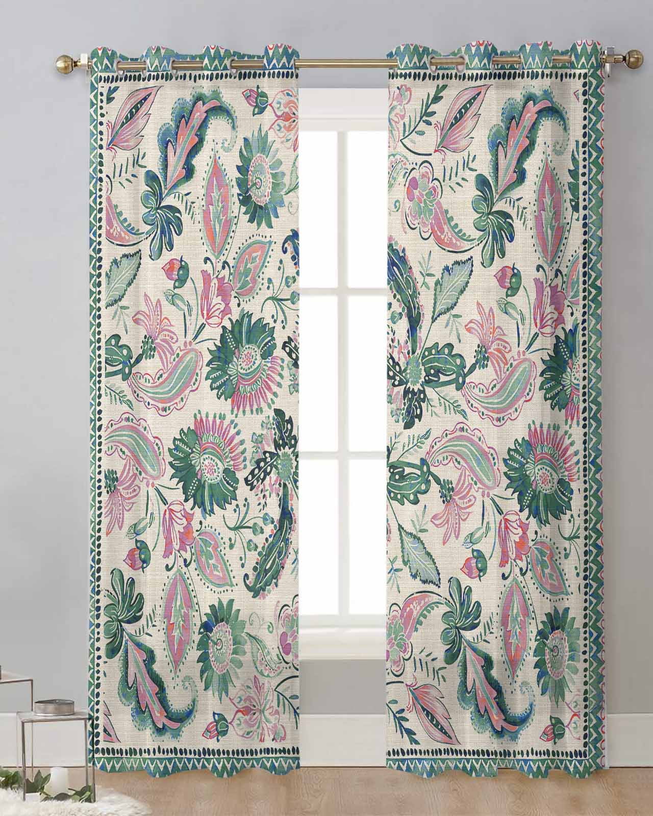 Famous Ethnic Flower Fantasy Paisley Bedroom Voile Curtain Window ...