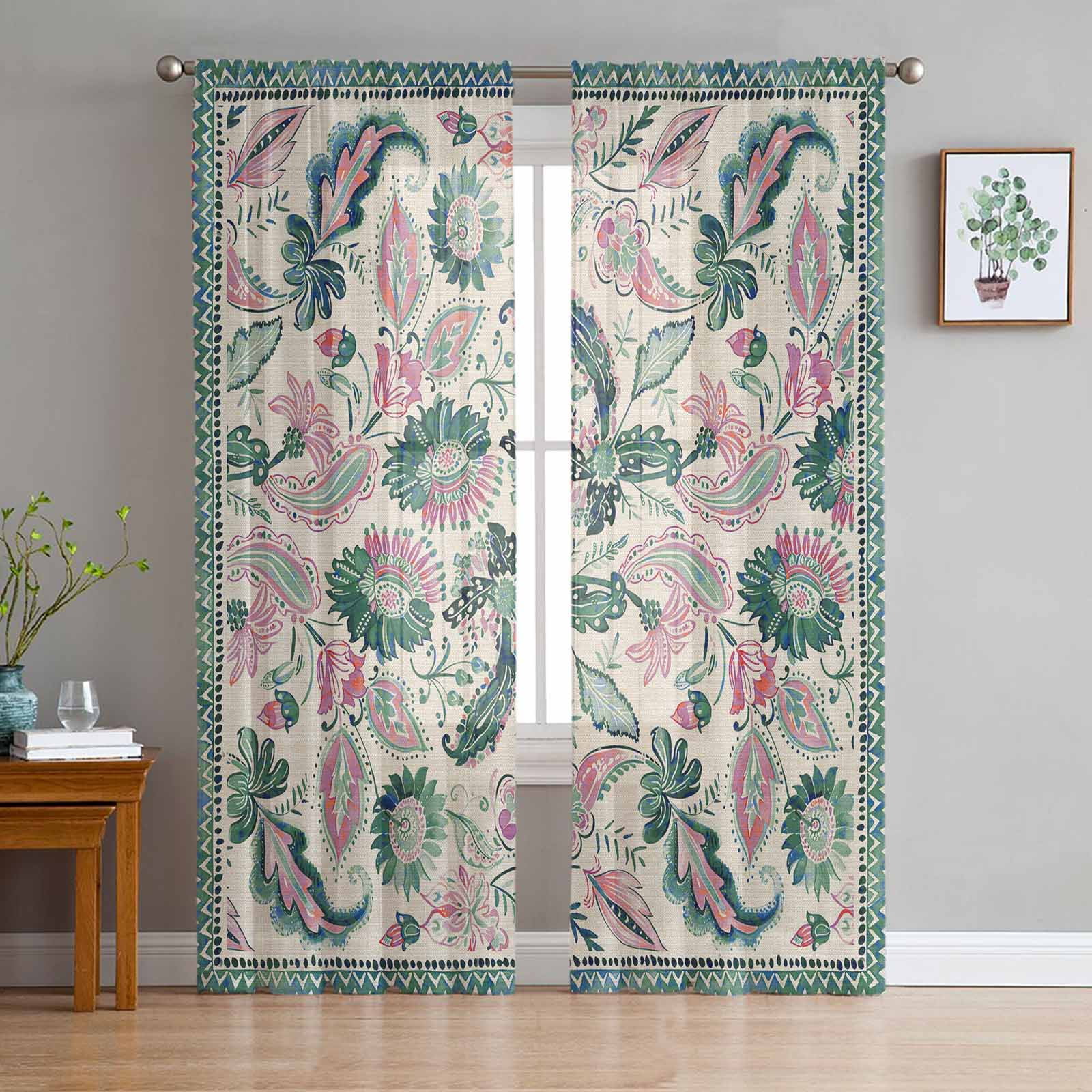 Famous Ethnic Flower Fantasy Paisley Sheer Curtain Living Room Drapes ...