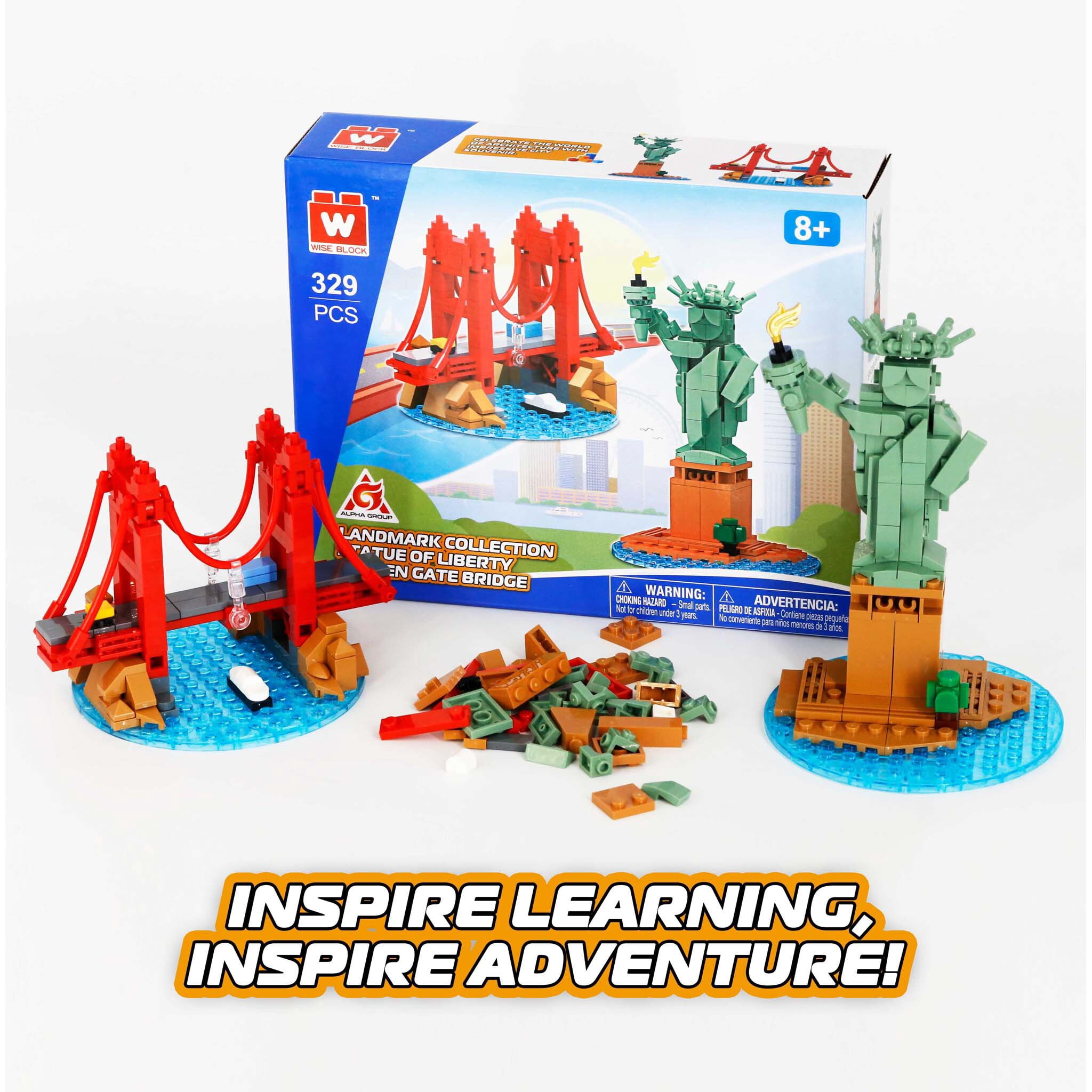 Wise Block Famous Landmark Series USA Status of Liberty & Golden Gate ...