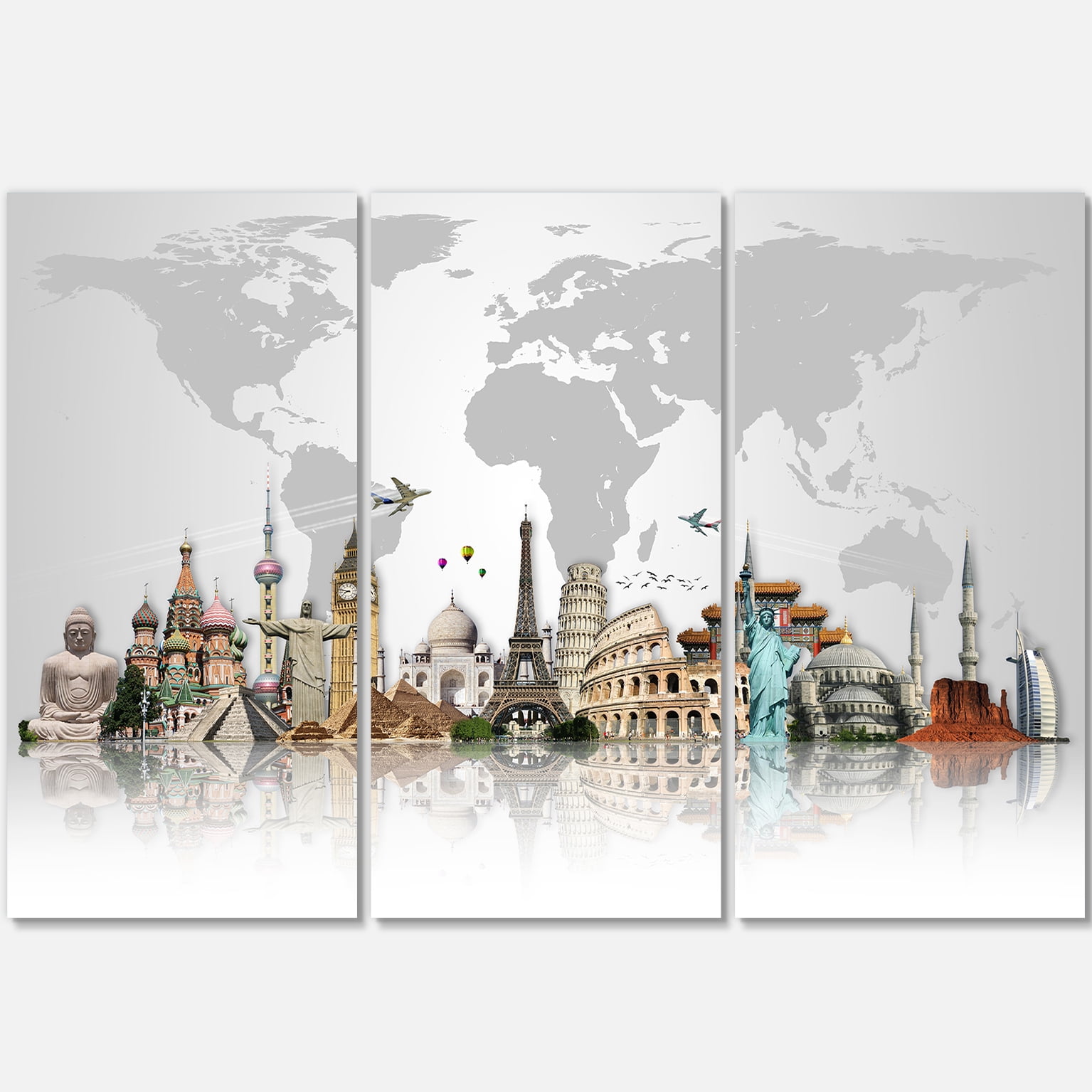 Famous Monuments Across World 28 in x 36 in Painting Art Prints, by ...