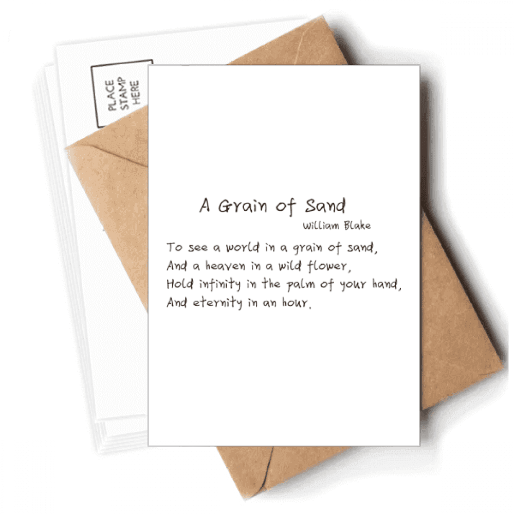 Famous Poetry Quote A Grain Of Sand Postcards Envelopes Blank Note ...