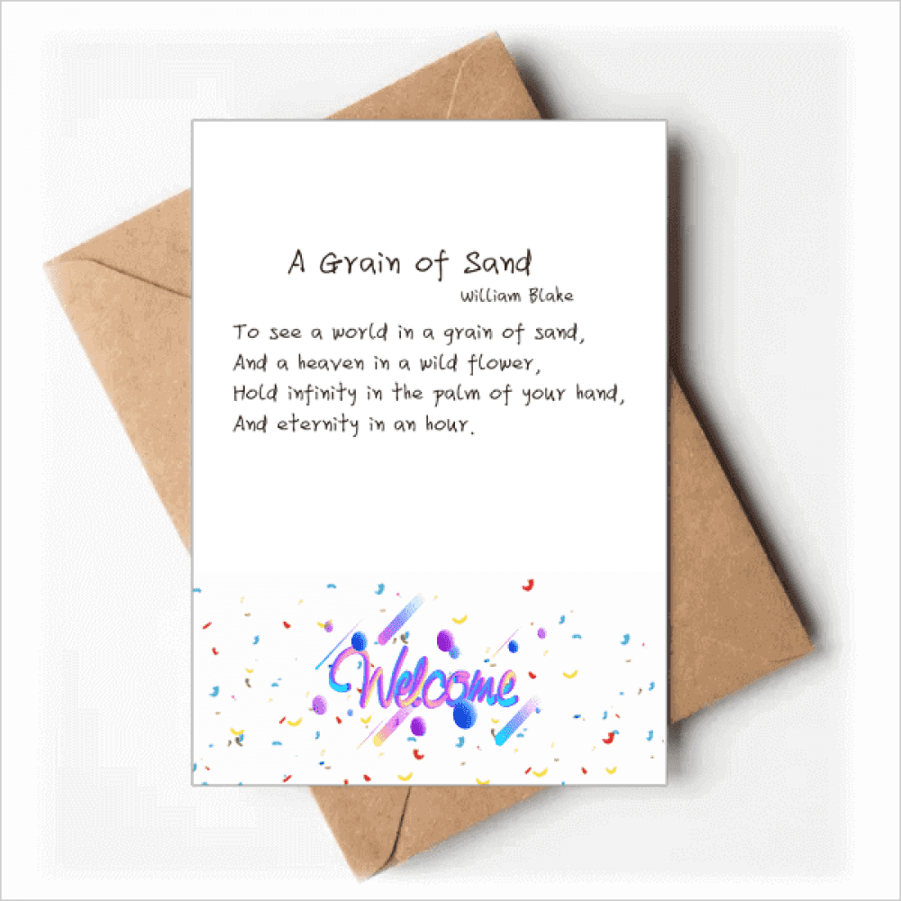 Famous Poetry Quote A Grain Of Sand Welcome Back Greeting Cards ...