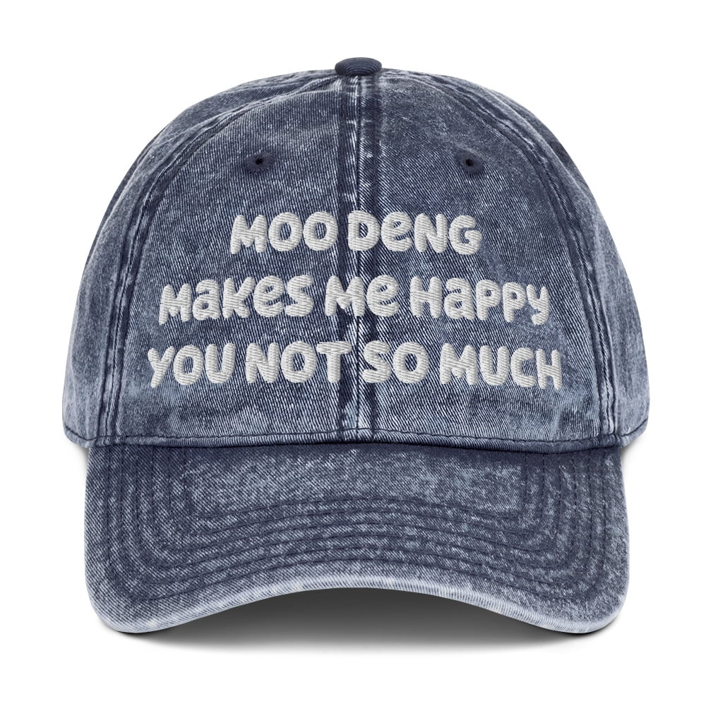 Famous Thai Cute Baby Hippo Embroidered Vintage Cap, Moo Deng Makes Me ...