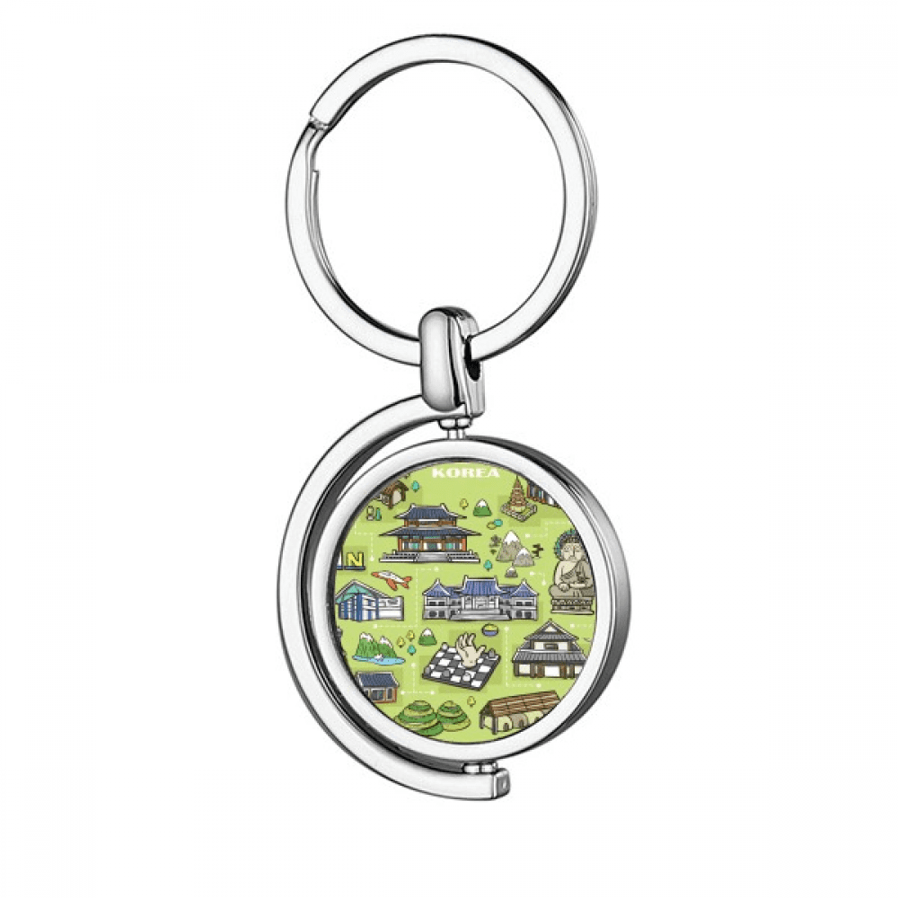Famous Tourist Attractions in South Korea Rotating Keychain Metal ...