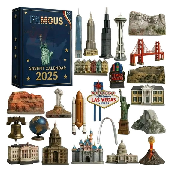 Famous U.S. Landmarks 2D Christmas Advent Calendar Xmas Tree Ornaments ...