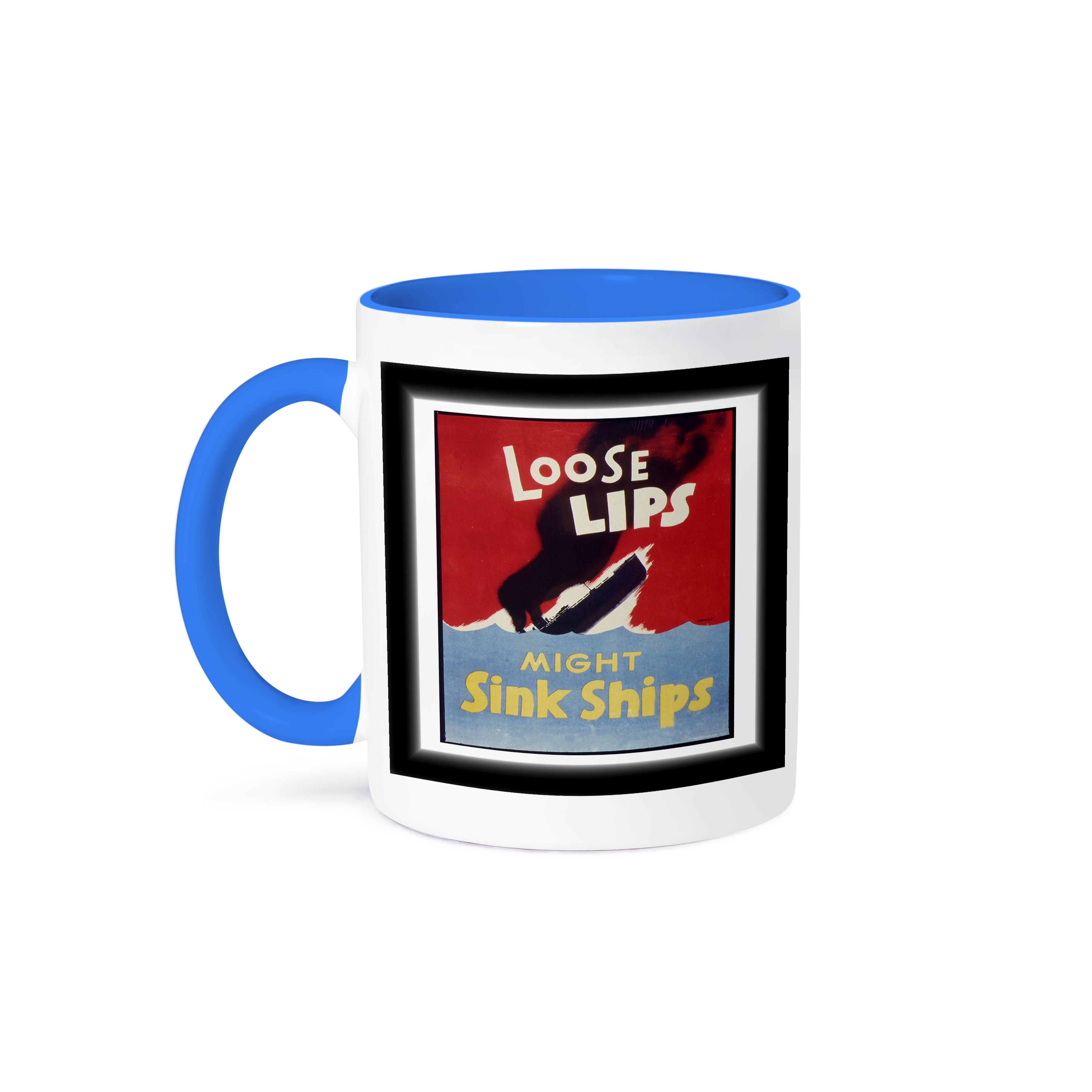 3dRose, Famous WW II Saying On A 1940s Poster, 15oz Two-Tone Blue Mug ...