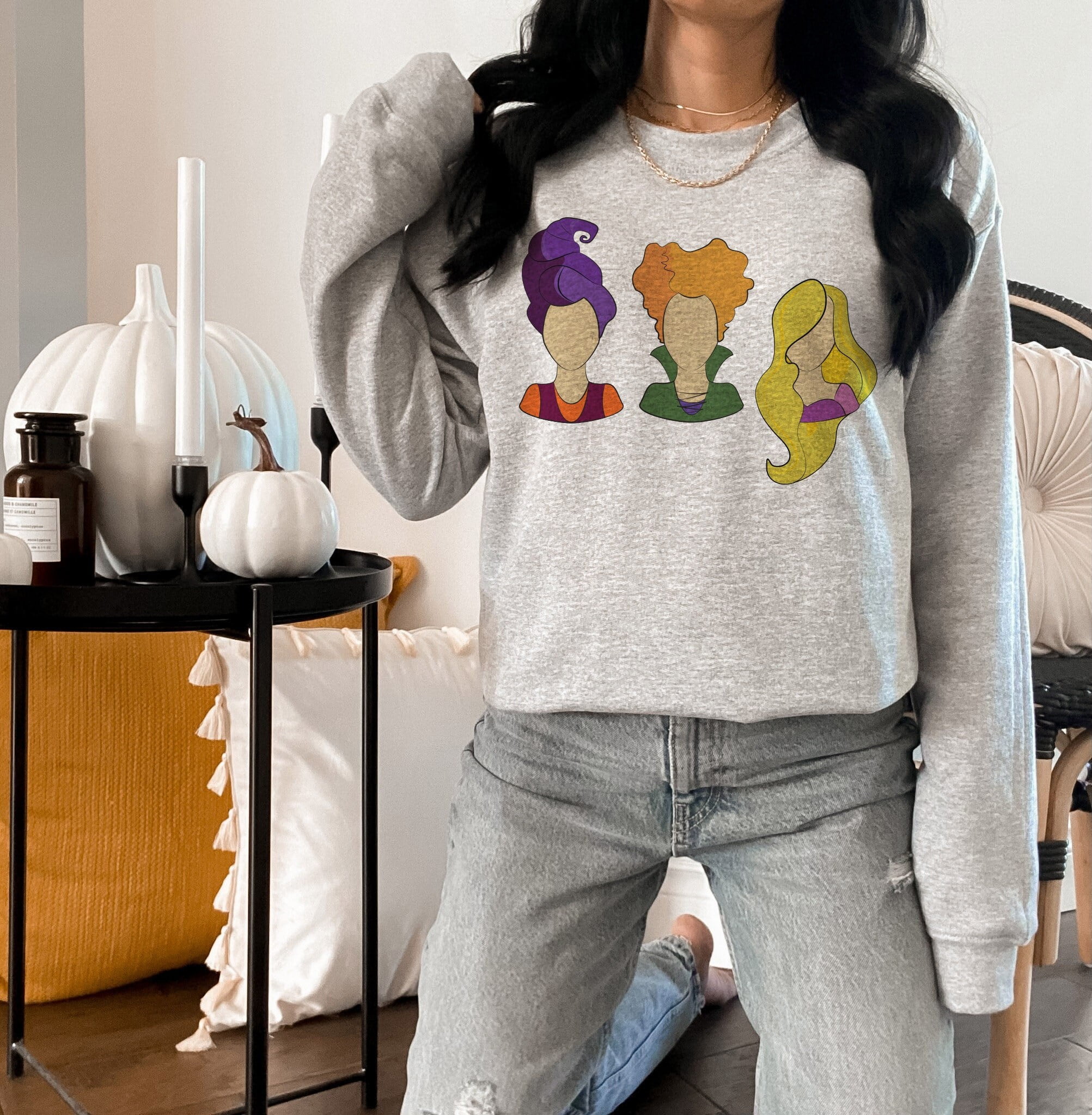 Famous Witches Crewneck T-Shirt, Witchy Halloween Pullover T-Shirt ...