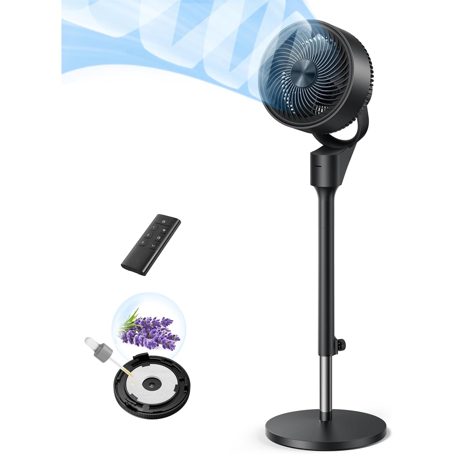 Fan for Bedroom, 120° Oscillating Standing Fans,Quiet Floor Fan with DC ...