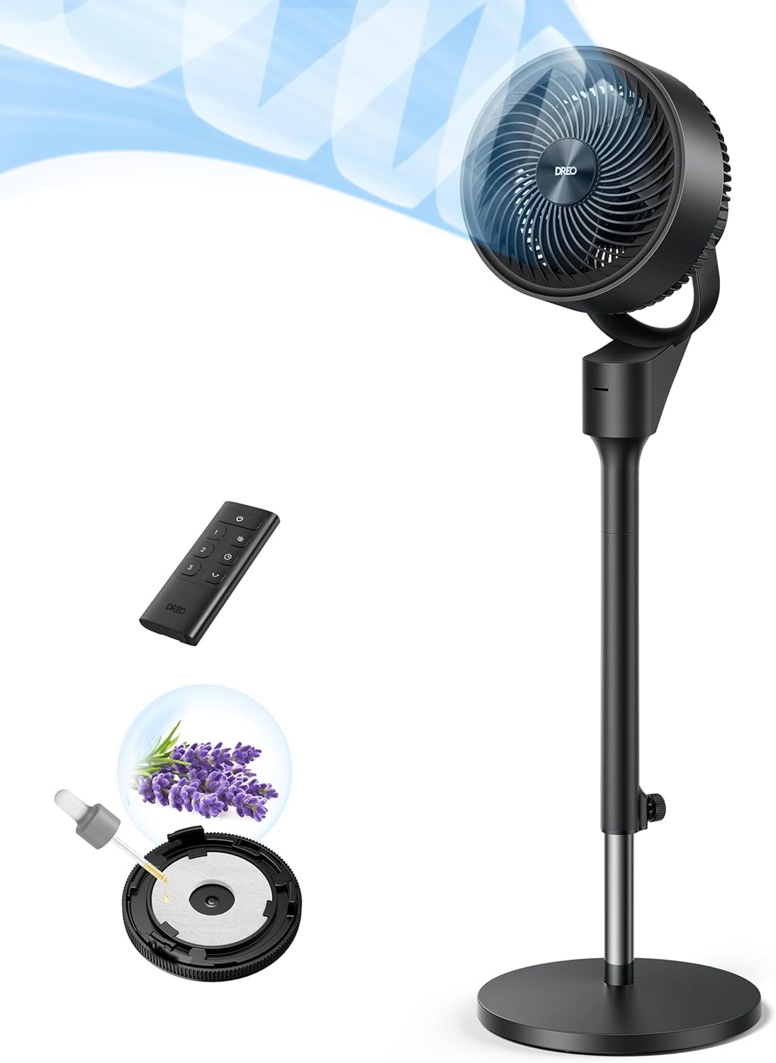 Fan for Bedroom, 80° Oscillating Standing Fan, 25-dB Quiet, 80-ft ...