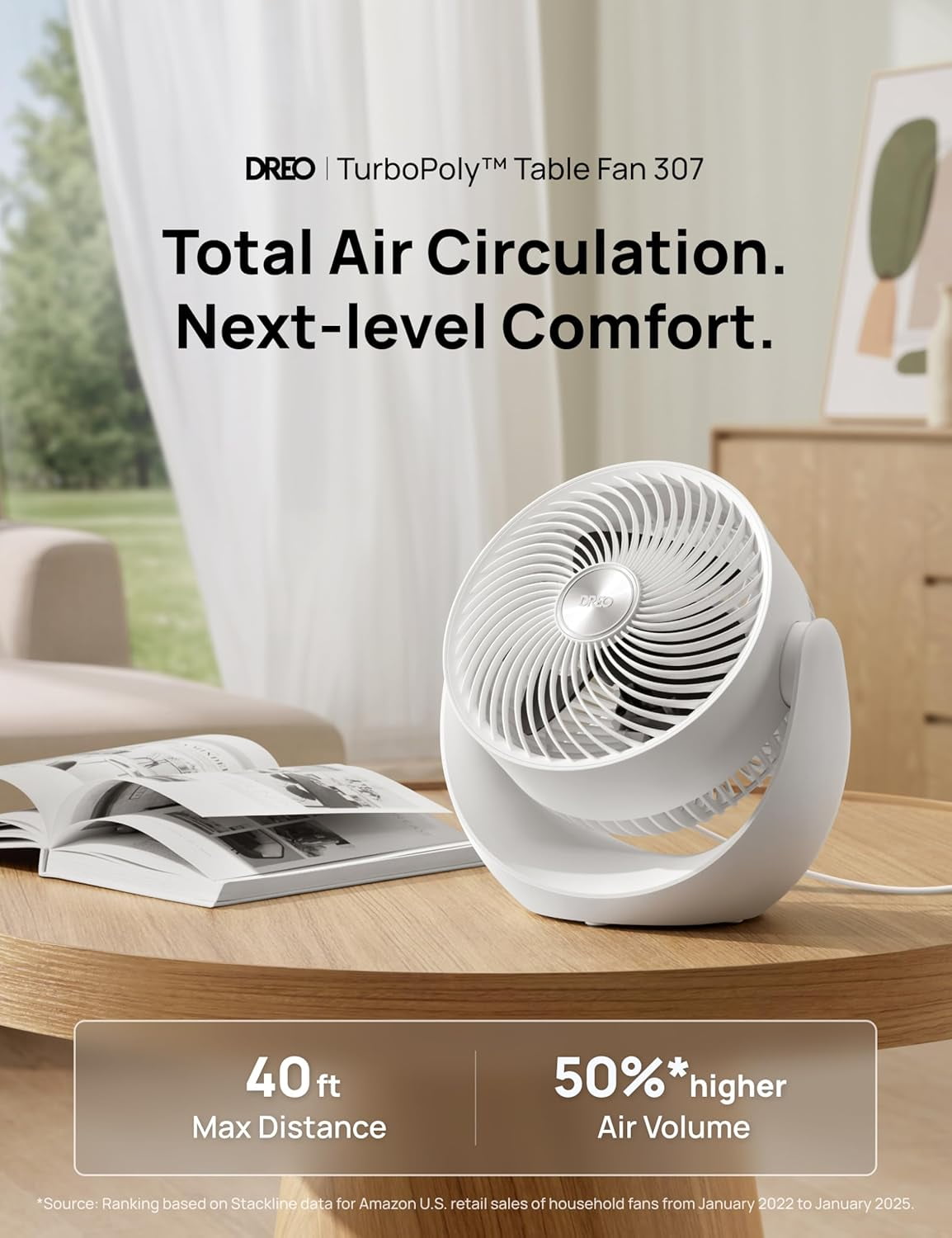 Fan for Bedroom, Table Air Circulator for Whole Room, 11 Inch, 40ft ...