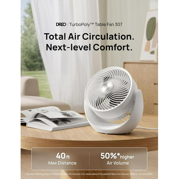 Fan for Bedroom, Table Air Circulator for Whole Room, 11 Inch, 40ft ...