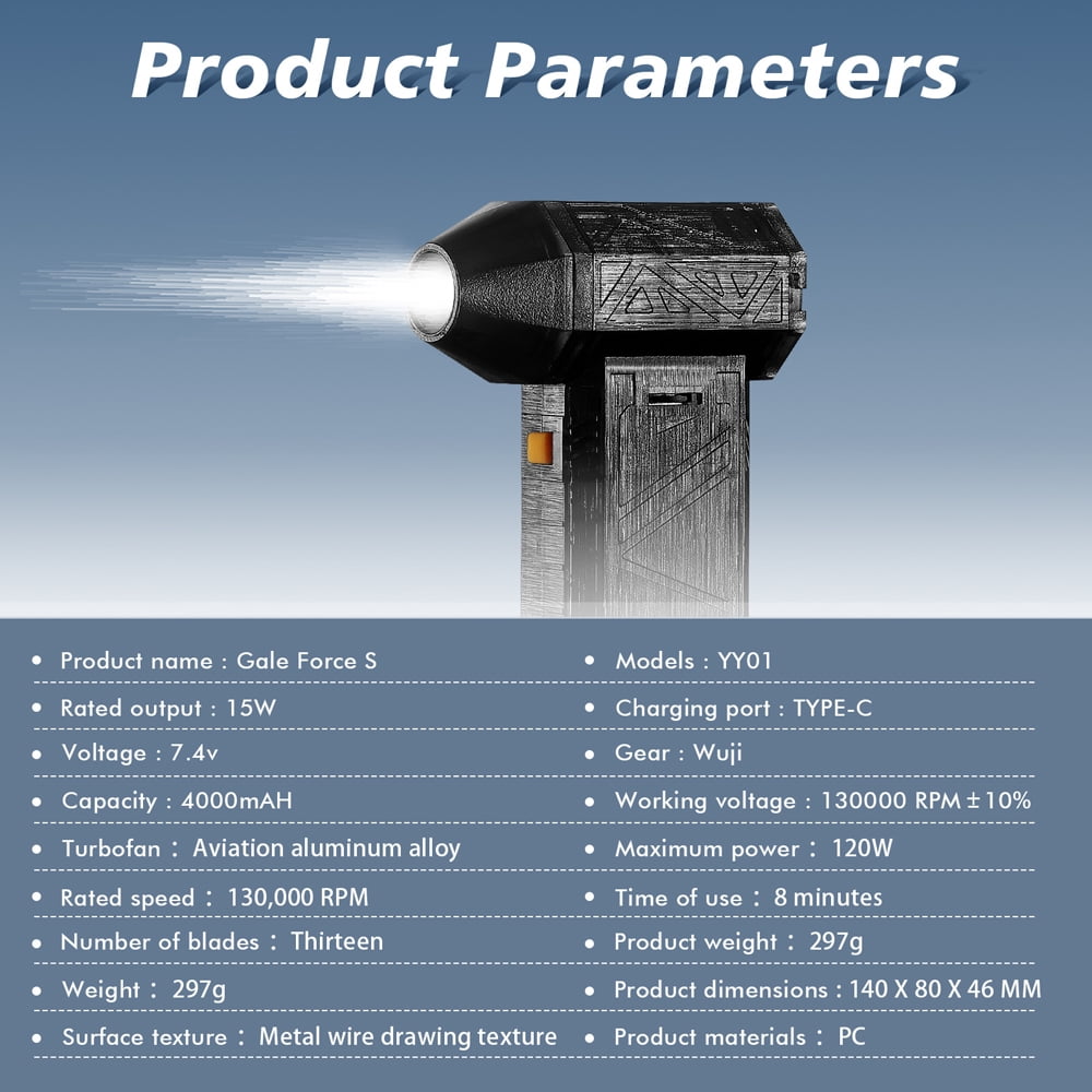 Fan, Blower 130000rpm Speeds Handheld Remover Turbo Fan 130000rpm With ...