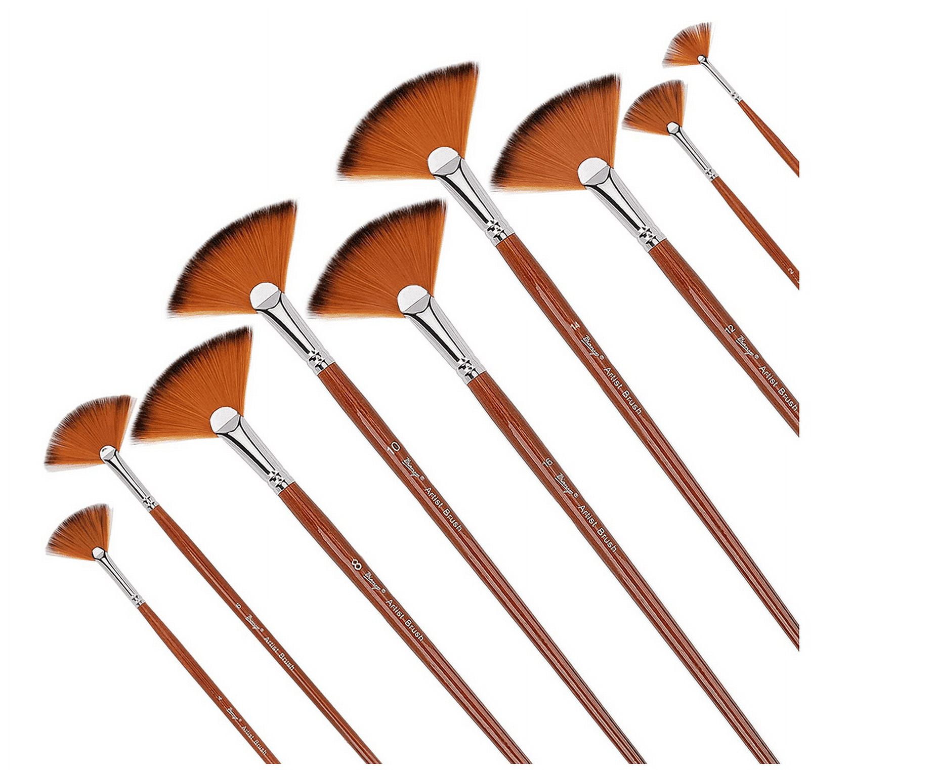 Professional Fan Brush Set - 9 Anti-Shed Acrylic, Watercolor, Oil ...