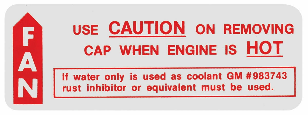 Fan Caution Decal For 1964-1965 GTO Lemans Tempest 1964 Bonneville and ...