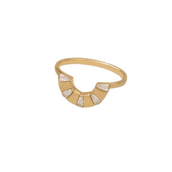 Fan Curve Ring in 14K Yellow Gold Vermeil- Dainty Stacking Ring Women ...