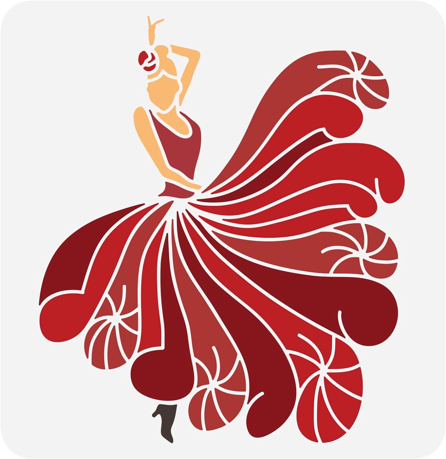 Fan Dancer Painting Stencil 11.8x11.8inch Skirt Flying Dancer Drawing ...