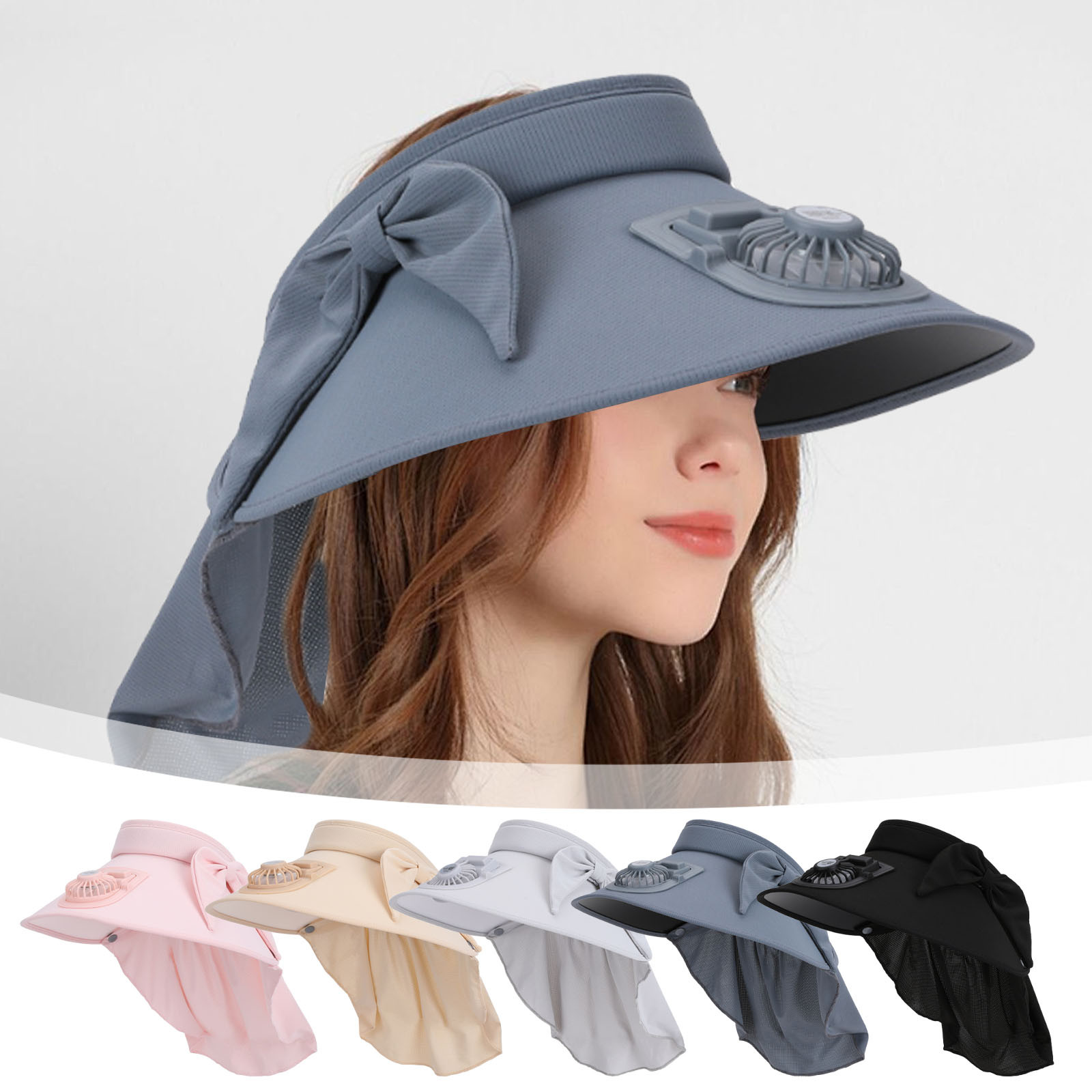 Fan Hat Outdoor Fan Sun Visor Hat with USB Fan 360 Degree Fan Rotating ...