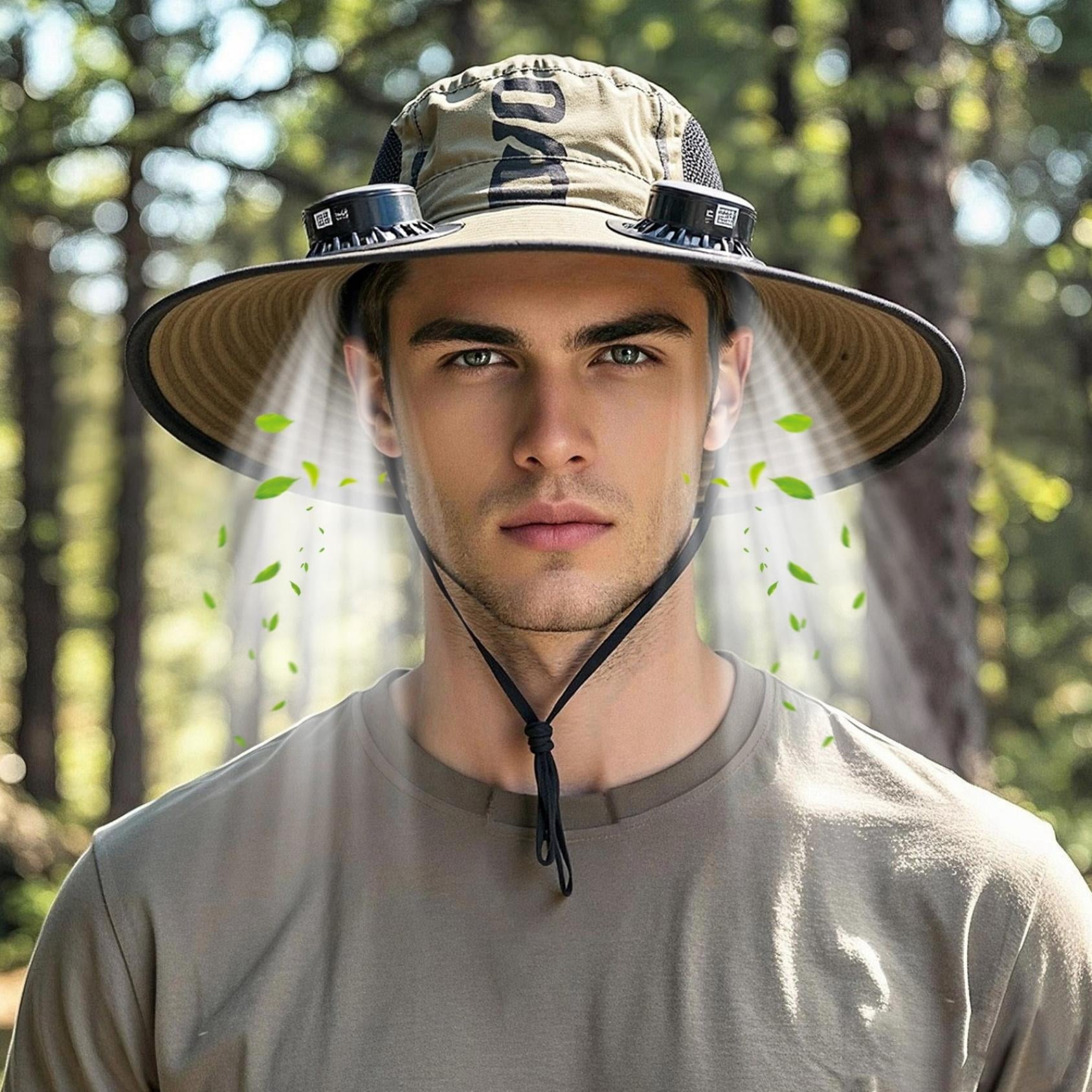 Fan Hat with Solar Charging Solar Fan Hat with Wide-brimmed Design Dual ...