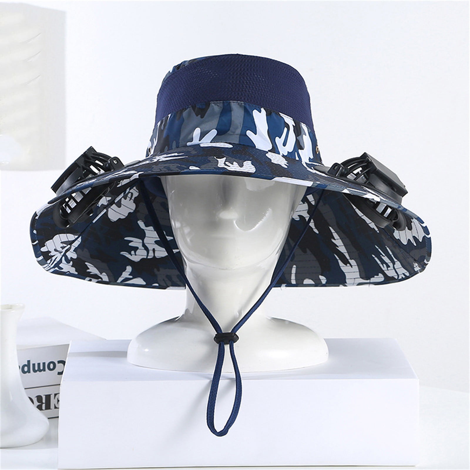 Fan Hats for Men - Solar Fan Hat with 2 Fans, Bucket Hats for Men ...