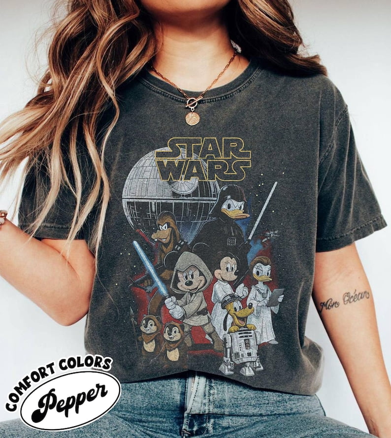 Fan-Inspired Star War Graphic T-Shirt, Mickeyy & Friends Jedi Design ...