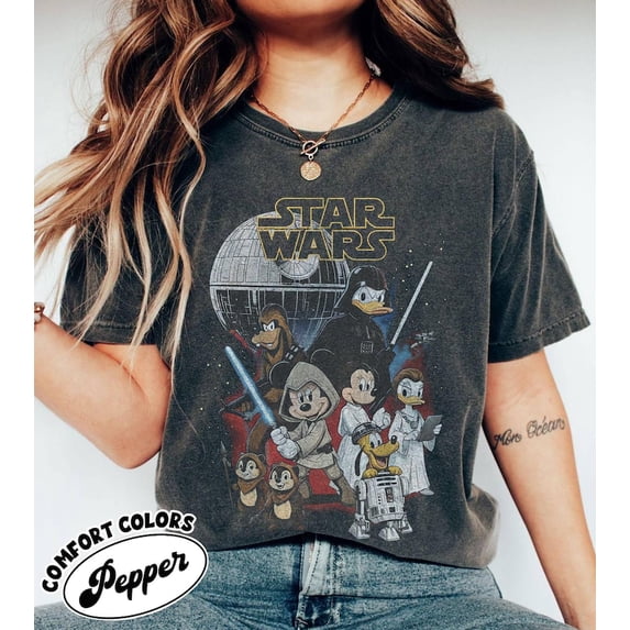 Fan-Inspired Star War Graphic T-Shirt, Mickeyy & Friends Jedi Design ...