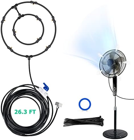 Fan Misting Kit for Outdoor Cooling 26.3 FT Misting Hose 8 Brass ...