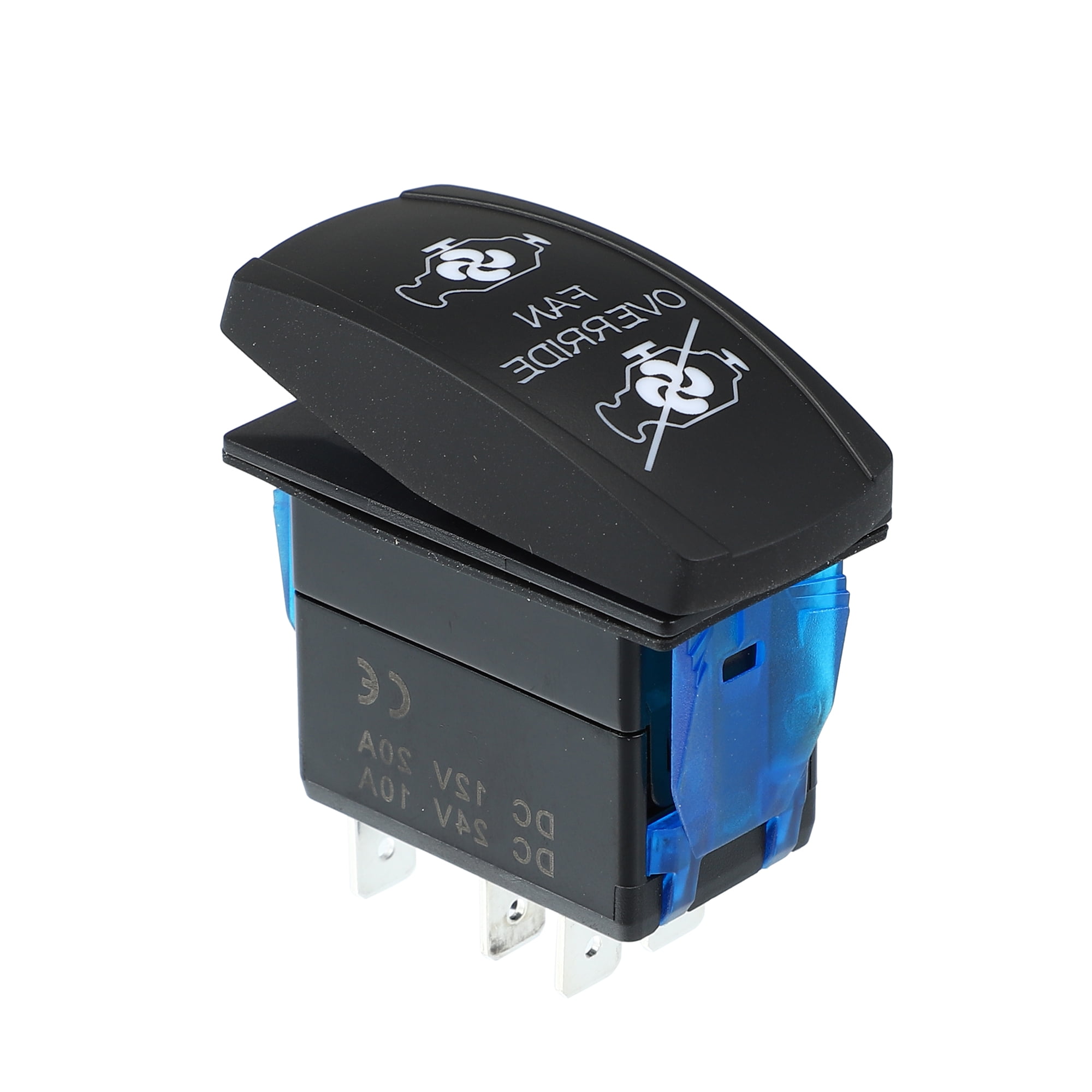 Fan Rocker Switch 5Pin On-Off Blue LED Light 12V/24V Switch Jumper ...