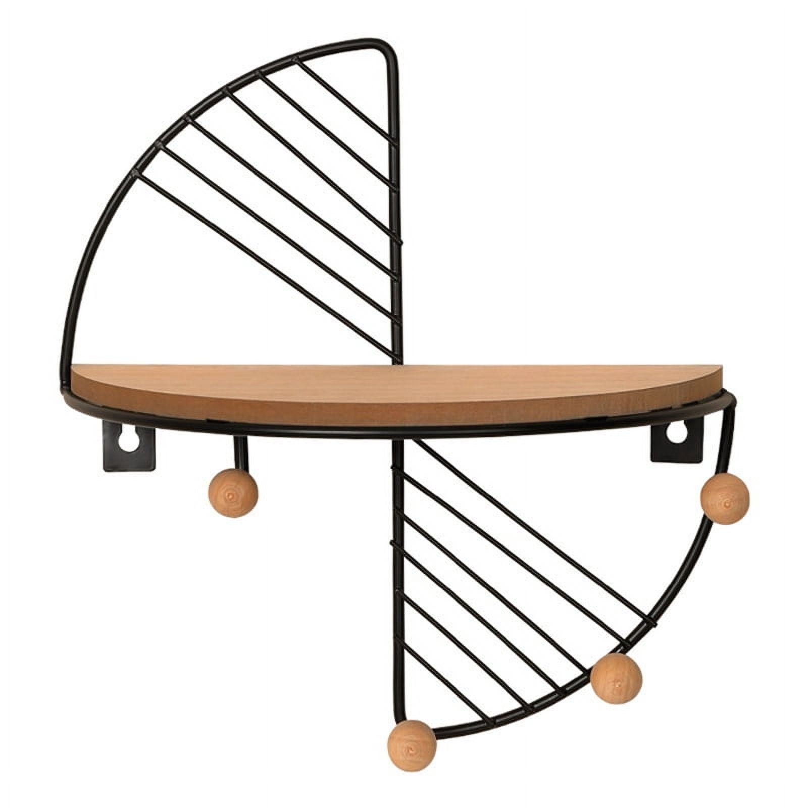 Fan Shape Floating Shelves Metal Wall Decor,Wood Wall Mounted Storage ...