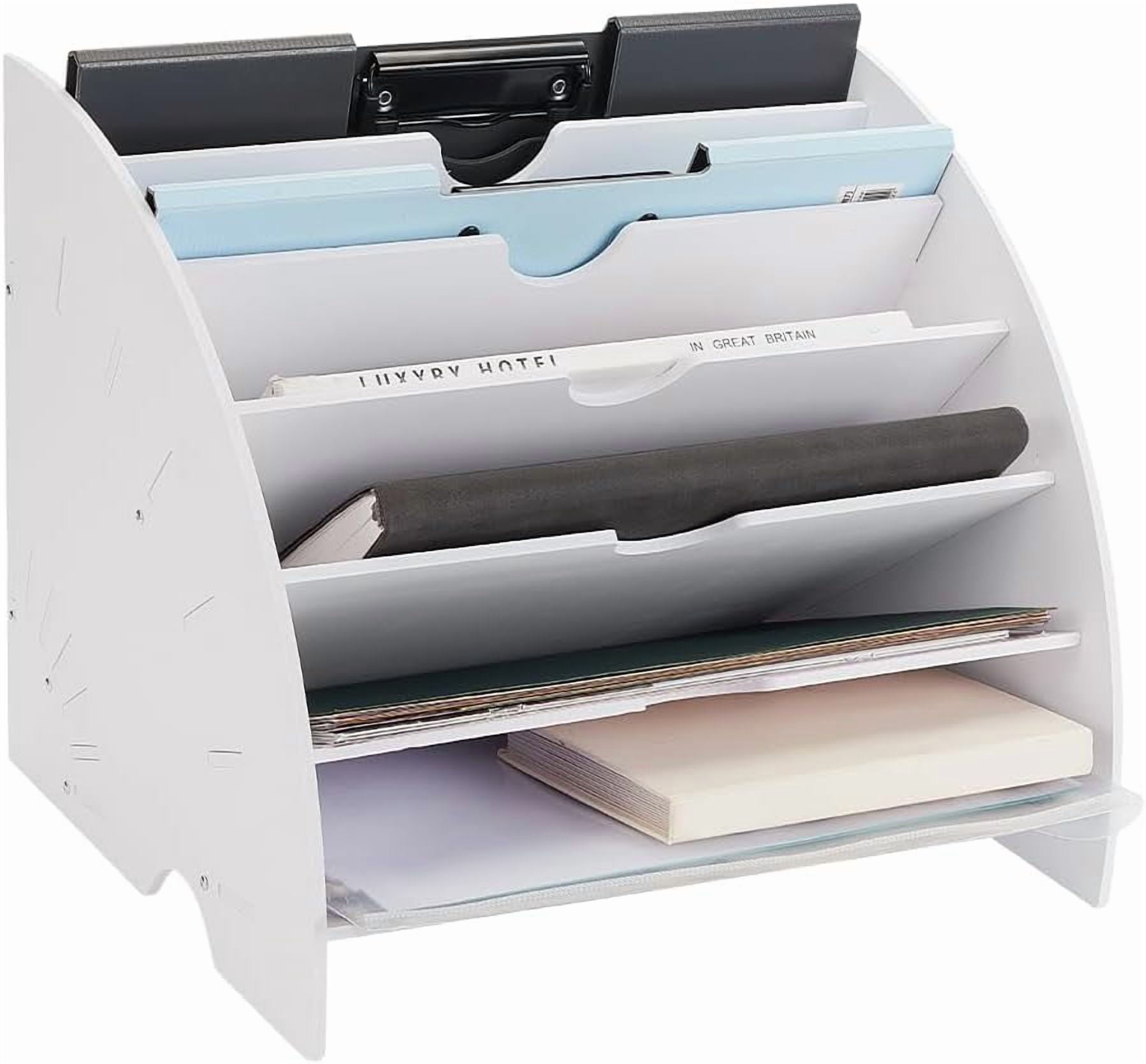 Fan Shape Plastic Desktop Bookcase File Folder Holders Desk Organiser ...