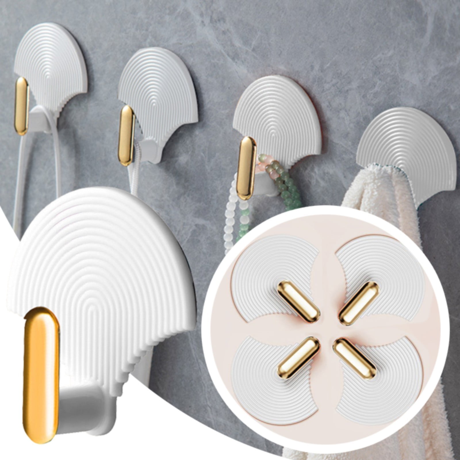 Fan-Shaped Hook Solid Color 4Pc A, Decorative Wall Door Self Adhesive ...