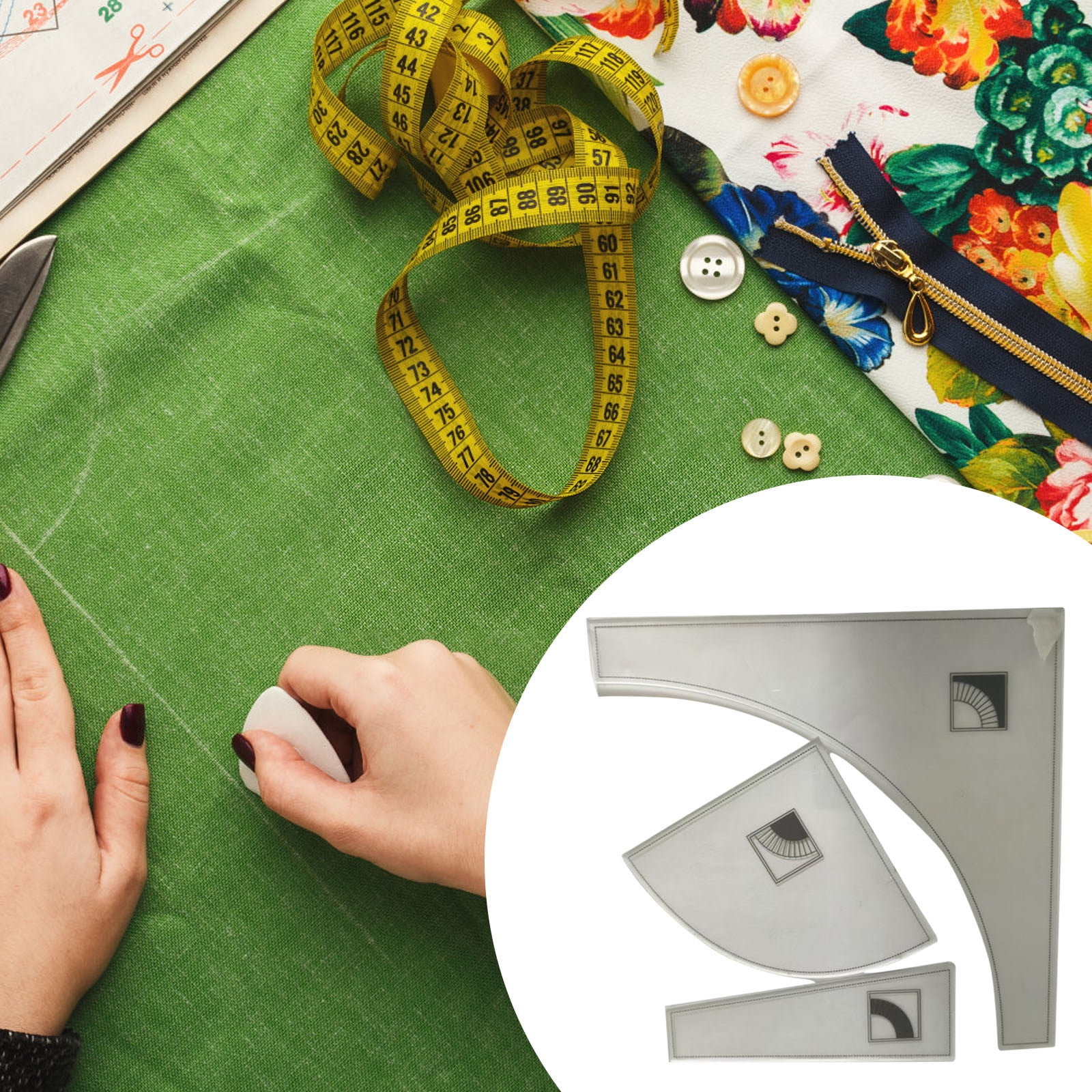 Fan-Shaped Quilt Ruler Set,3-Piece Acrylic Sewing Templates for Curved ...