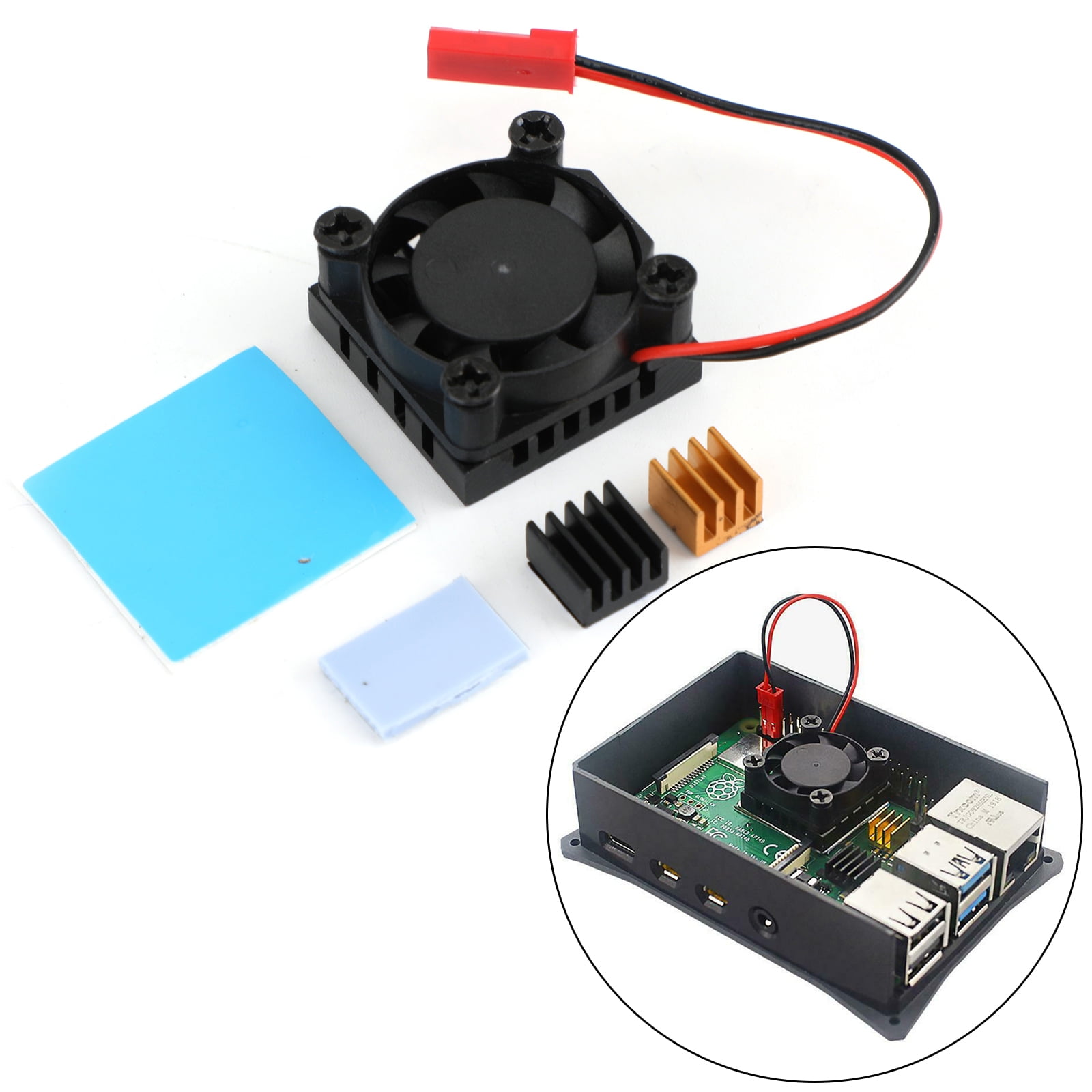 Fan Square Cooling Fan with Heatsink Cooler Kit For Raspberry Pi 4 ...
