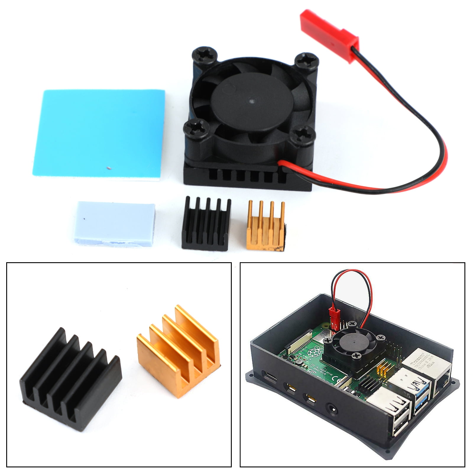 Fan Square Cooling Fan with Heatsink Cooler Kit For Raspberry Pi 4 ...