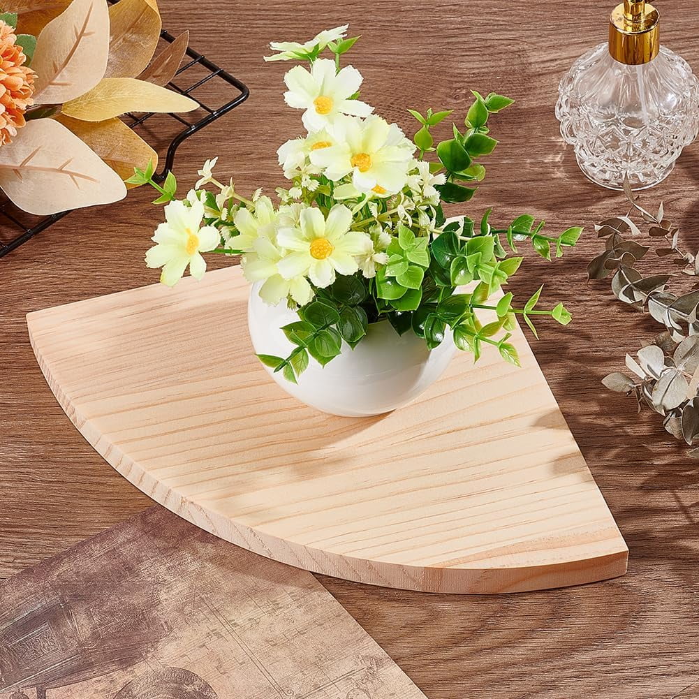 Fan Wood Corner Shelf Triangle Corner Shelf for Wall 7.8x7.8inch Home ...