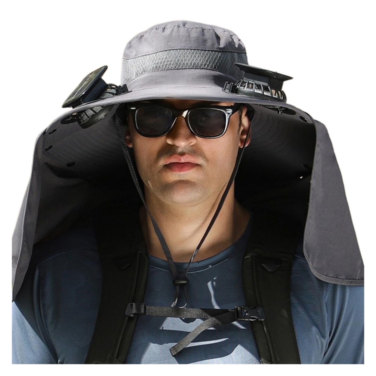 Fan cap USB Rechargeable UV Dual Cooling Solar Fan Cap With Neck Flip ...