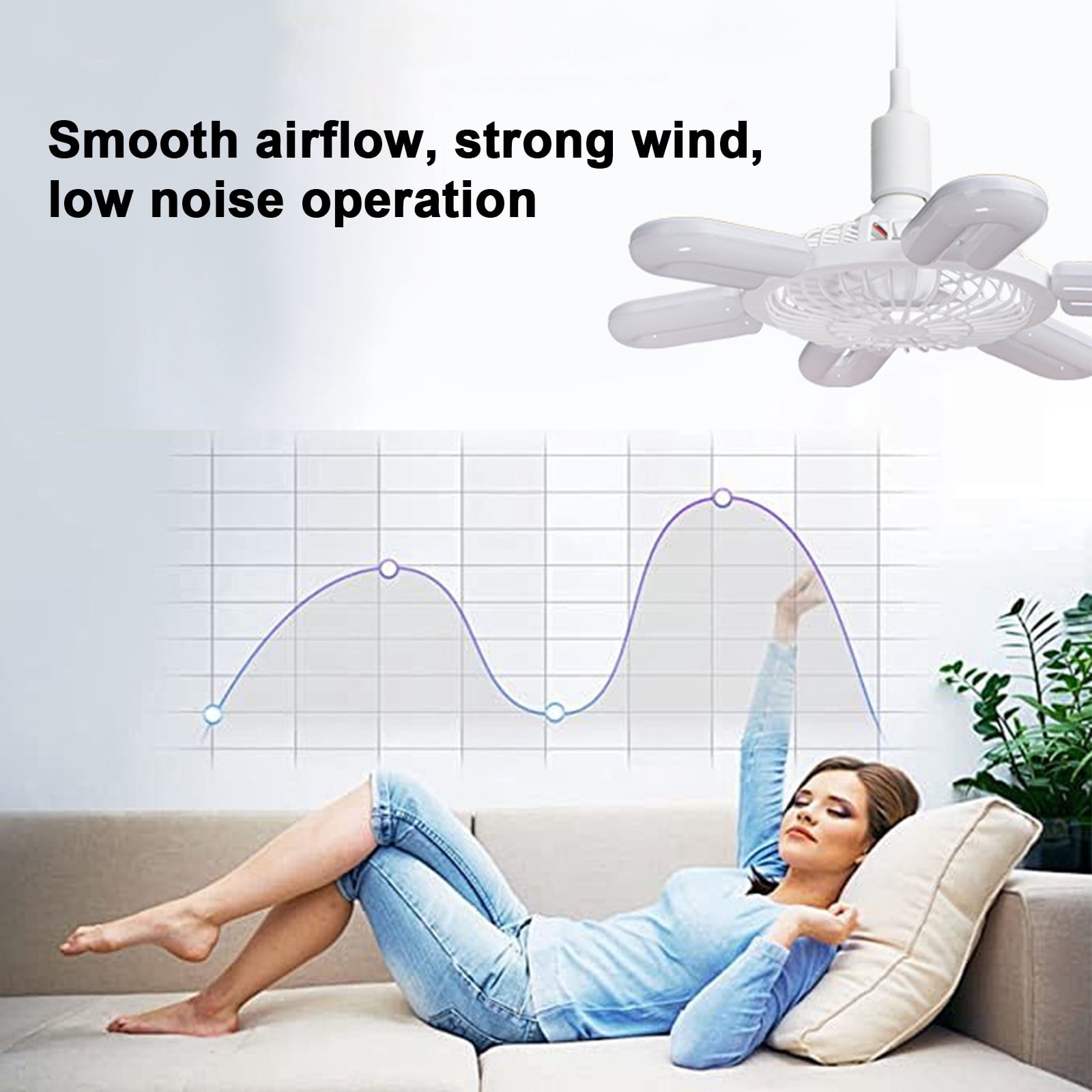 Fan lamp,6 Led Collapsible E27 Screw Collapsible E27 Saucer Wide Fan ...