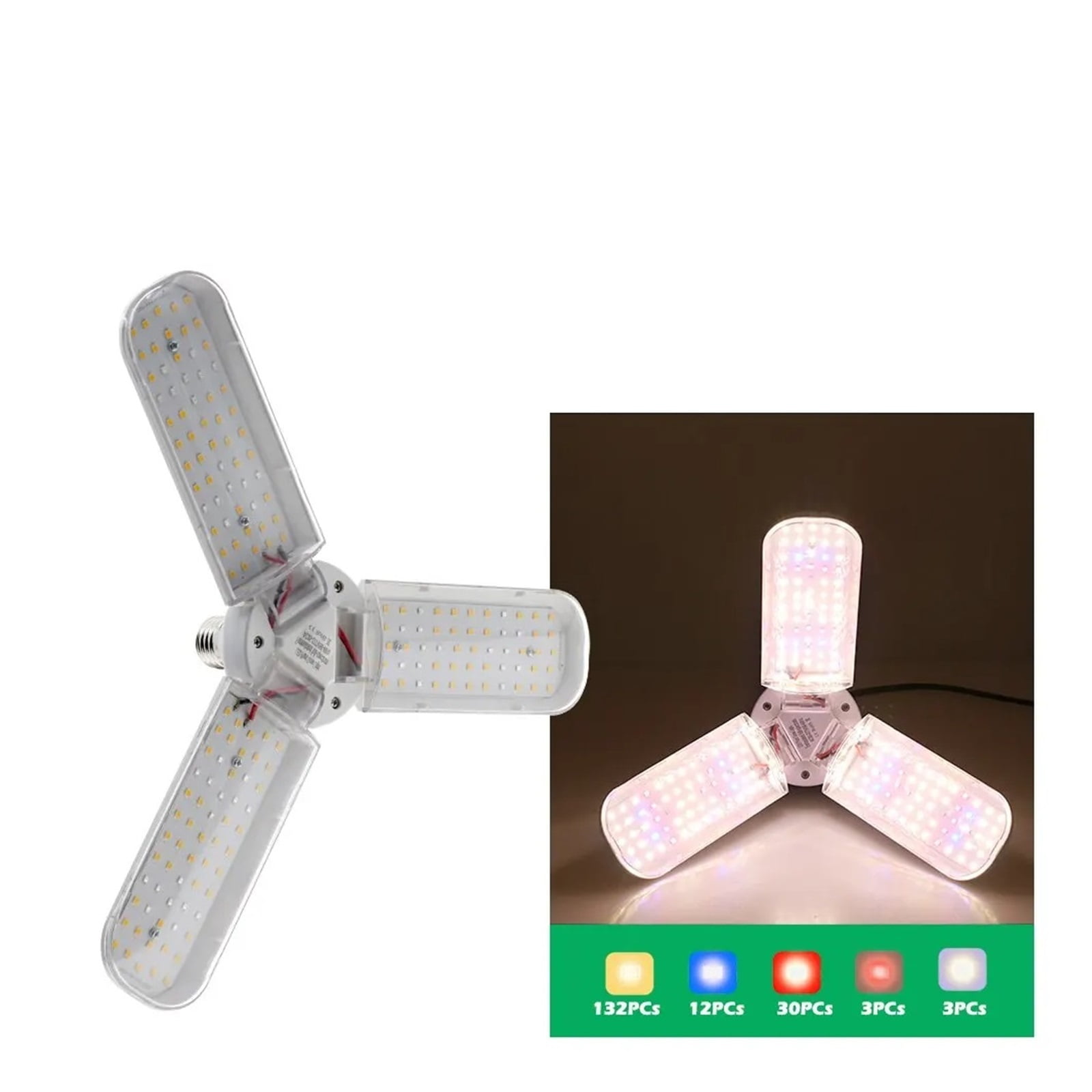 Fan leaf Foldable LED Grow Light Full Spectrum E27 Plant Growing Light ...