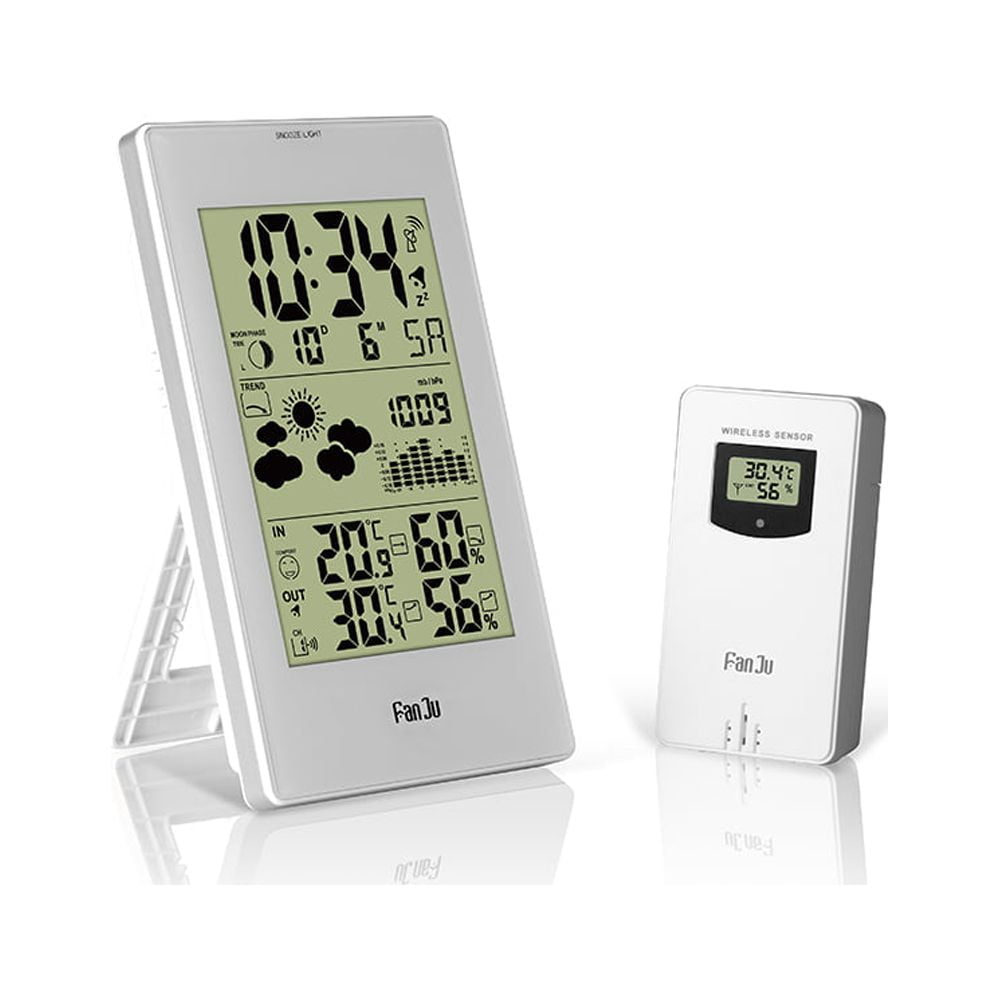 FanJu Indoor Outdoor Thermometer Hygrometer Barometer Wireless Weather ...