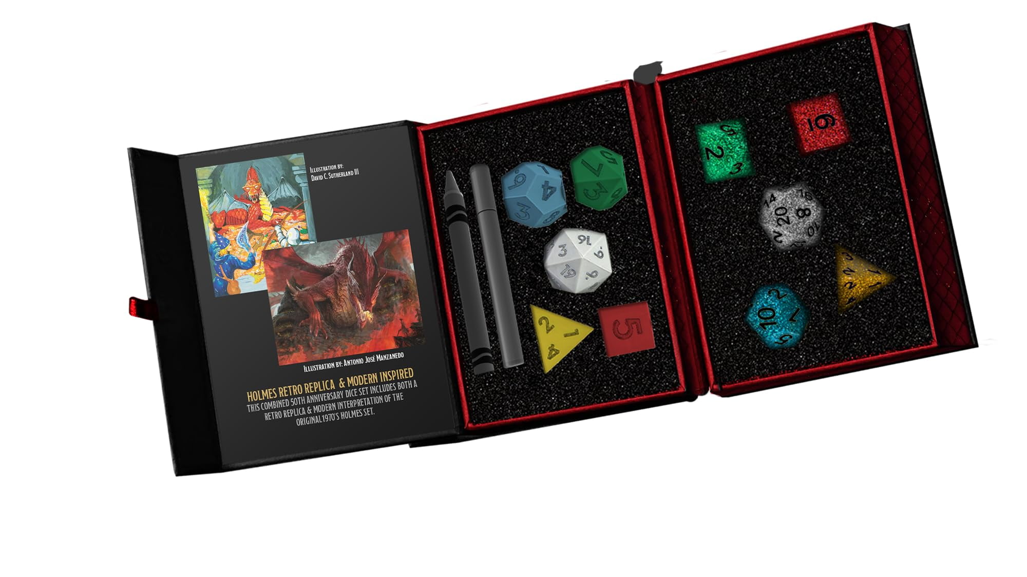 FanRoll D&D 50th Anniversary Dice Double Set, Then and Now Commemorative Set with Modern and ...