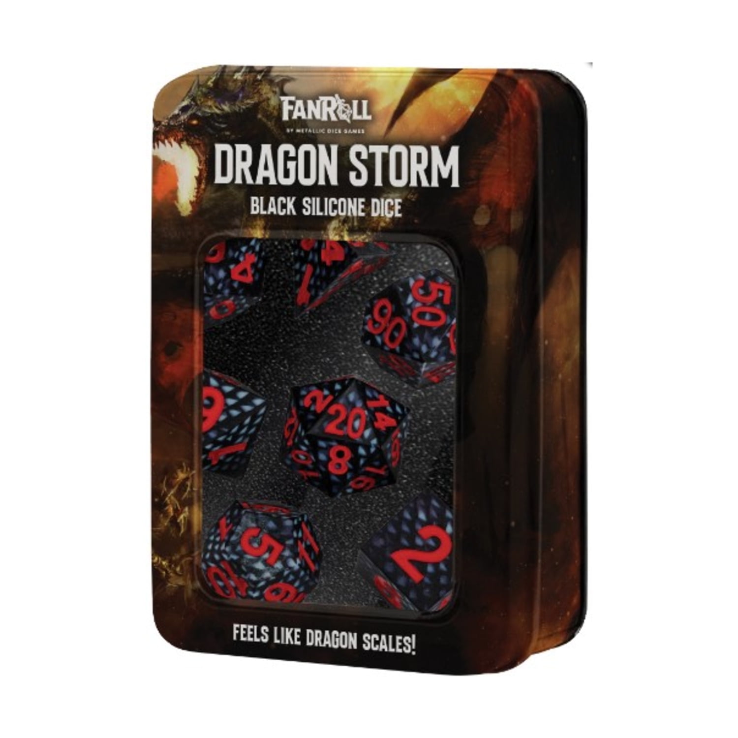 FanRoll/Metallic Dice Games Dragon Storm Poly Set - Black Dragon Scales ...