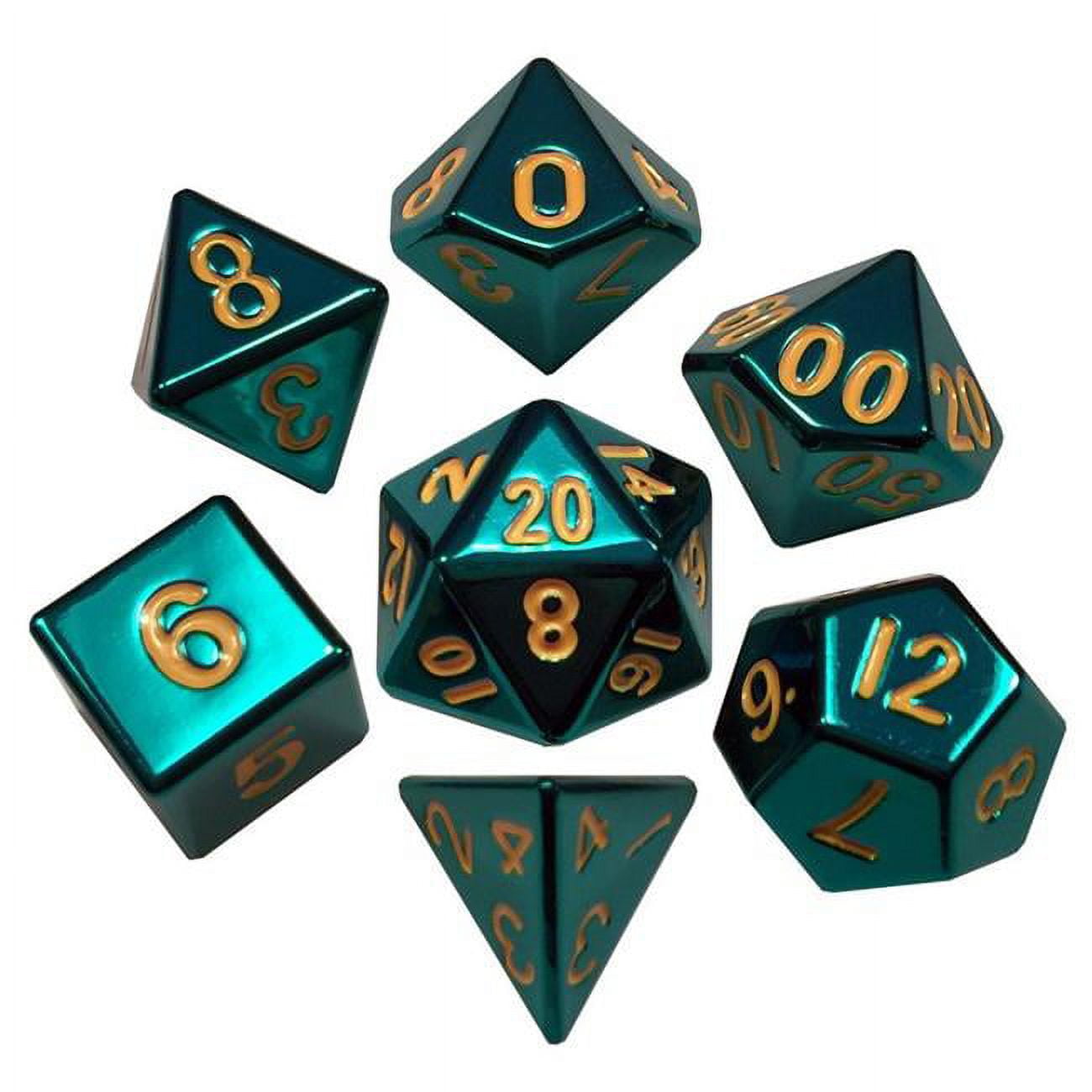 FanRoll/Metallic Dice Games Poly Set Turquoise w/Gold 16mm (7) New - Walmart.com