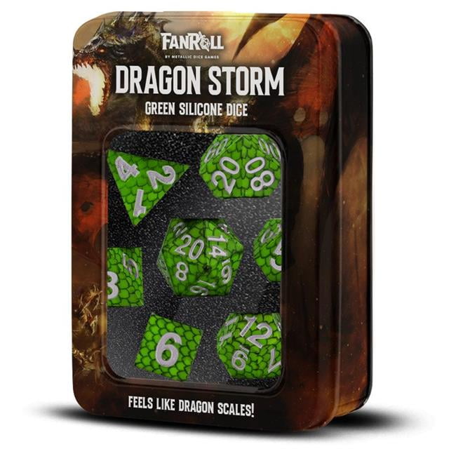 FanRoll by MDG LIC10932 Silicone Dragon Storm Green Dragon Scales Dice - Set of 7 - Walmart.com
