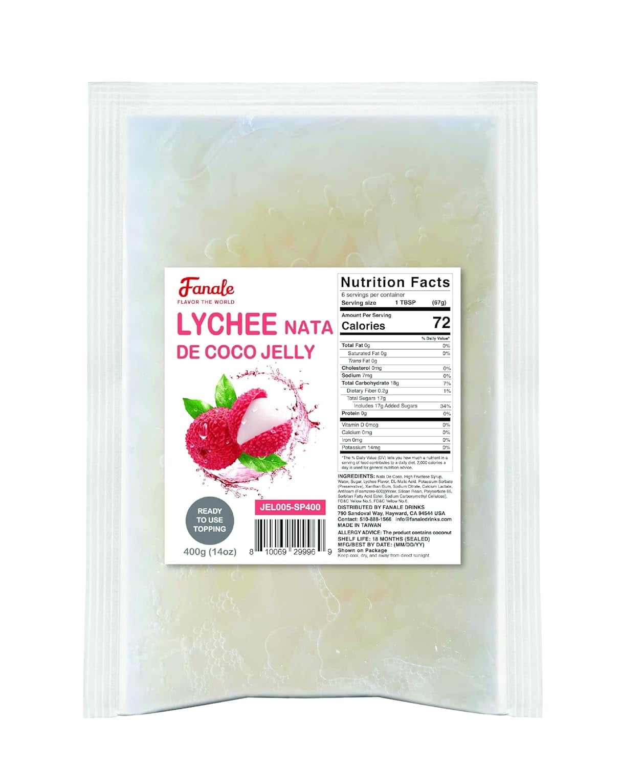 Fanale Coconut Jelly Topping nata de coco for Bubble Tea 400 g | Lychee ...