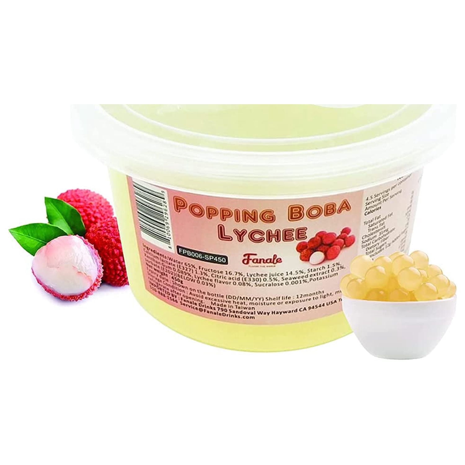 Fanale Lychee Popping Boba Pearls, Gluten-Free, Fat-Free, Smoothies, 1 ...