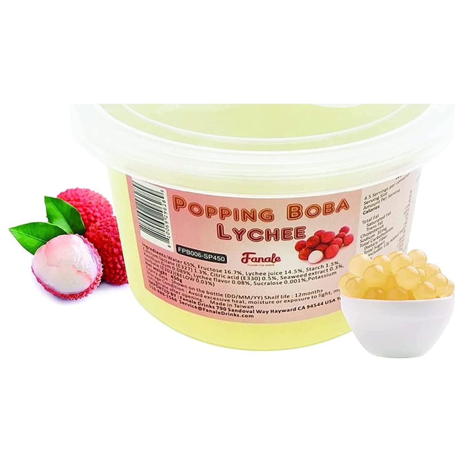 Fanale Lychee Popping Boba Pearls, 1 lb, Vegan, Ready To Eat - Walmart.com