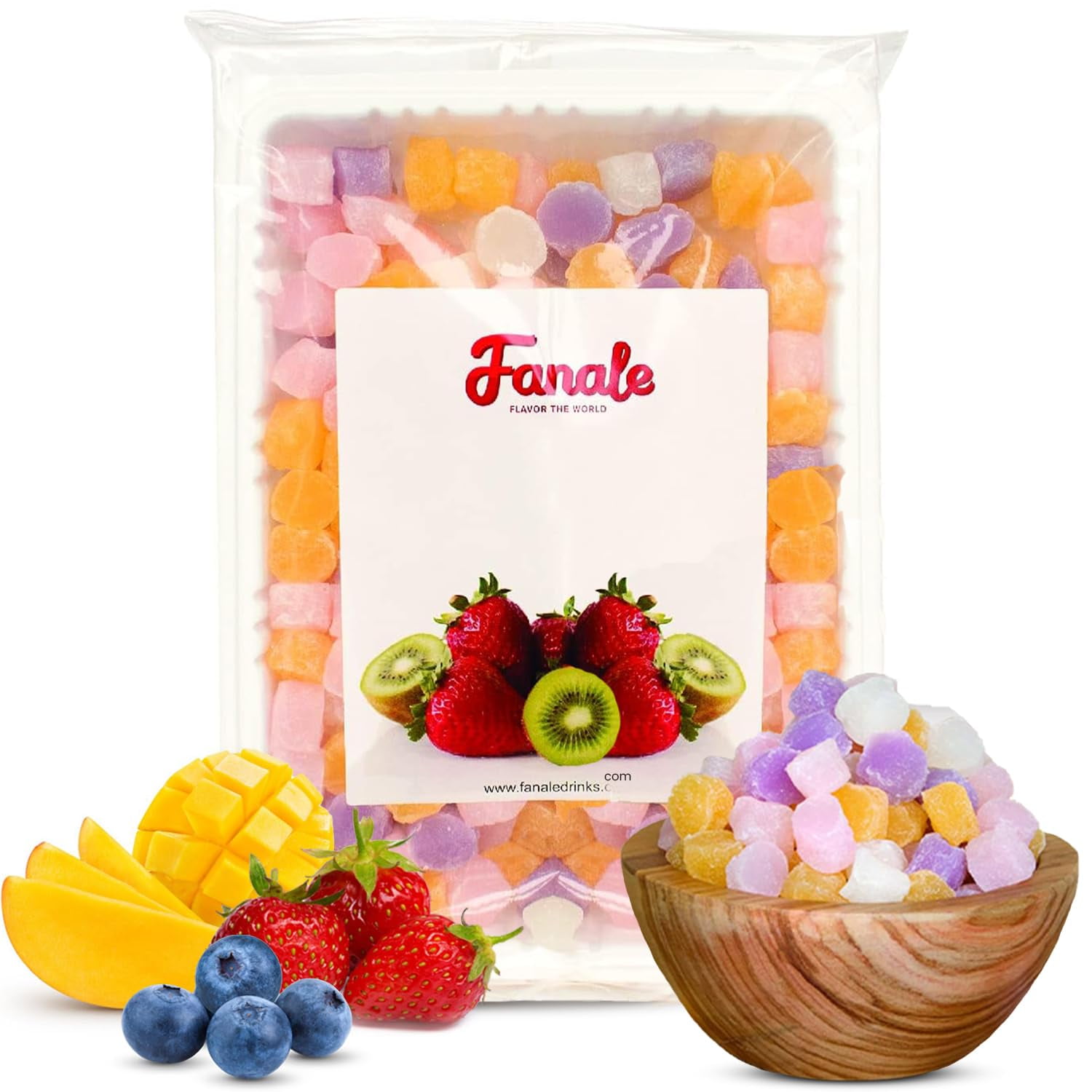 Fanale Mini Mochi Sweet Rice MDA05 Cake - Rainbow Mixed Color Snack for ...