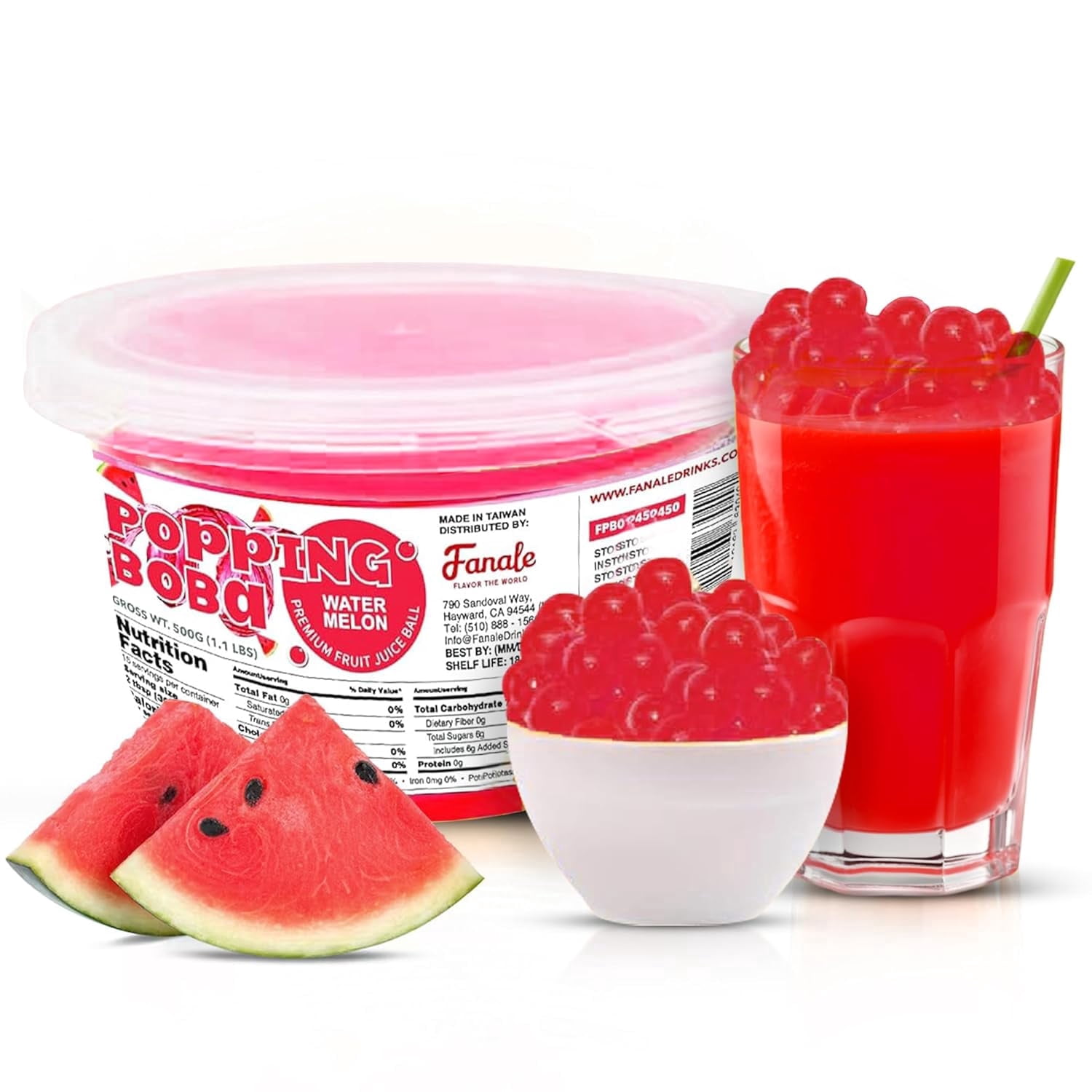 Fanale Watermelon Popping Boba Pearls 1 Pound Vegan Bursting Topping ...