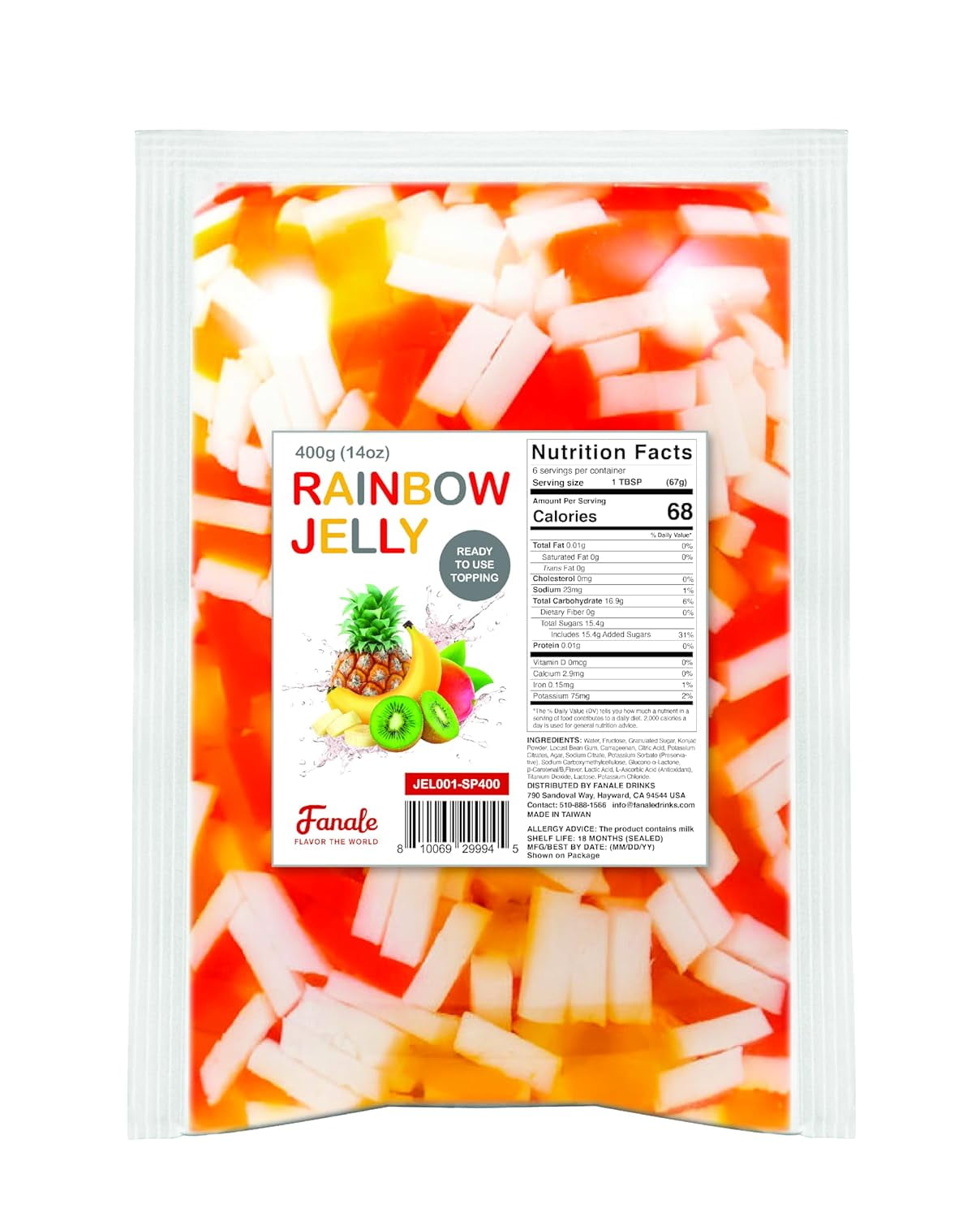 Fanale Jelly Topping for Bubble Tea | Rainbow Konjac Jelly | for Boba ...
