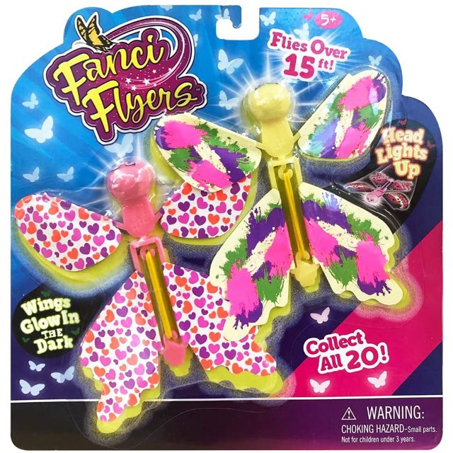 Fanci Flyers Flying Butterfly 2 Pack Rubber Band Powered Butterfly Wind ...